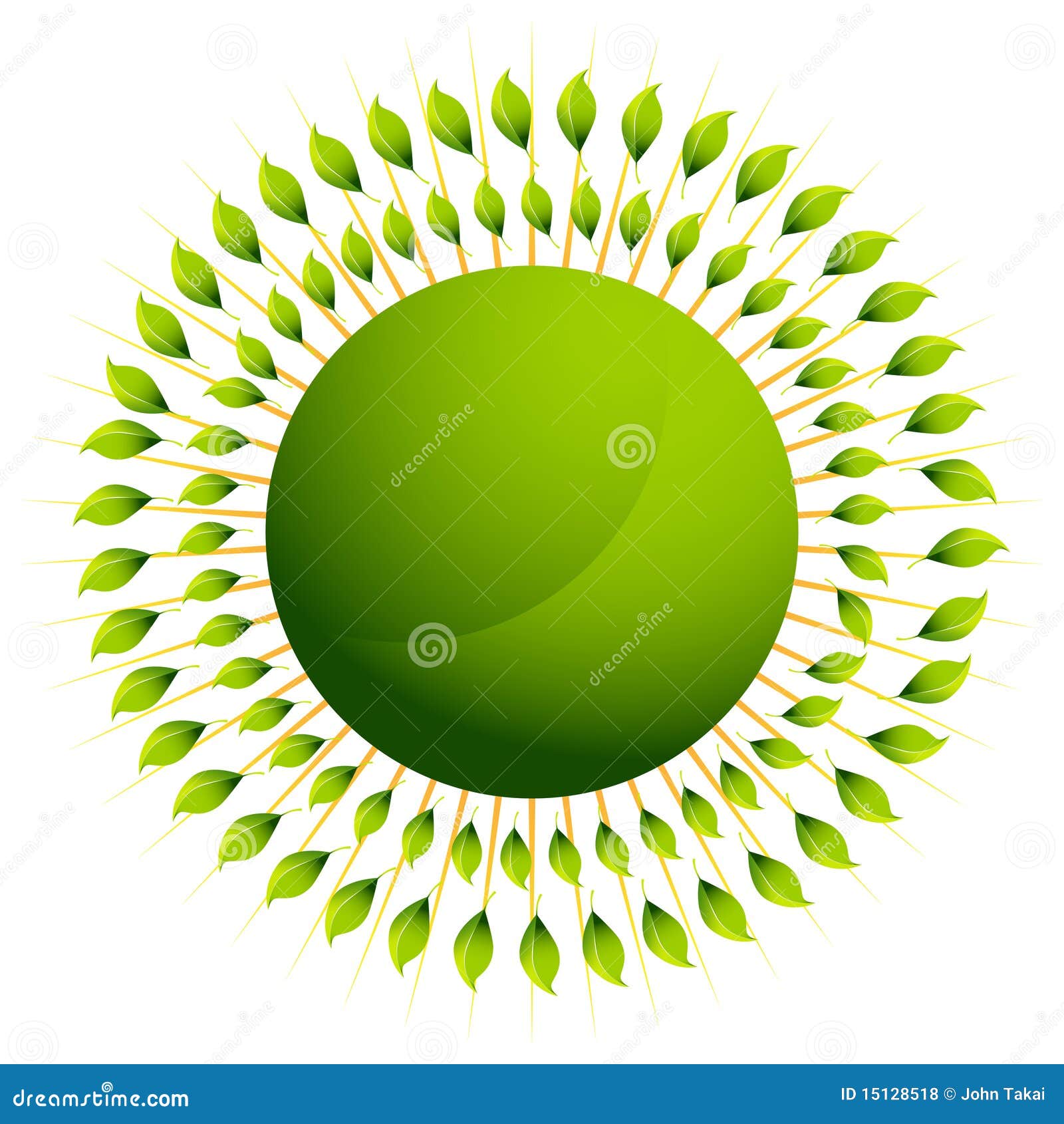 Green Leaf Sun stock vector. Illustration of energy, glowing - 15128518