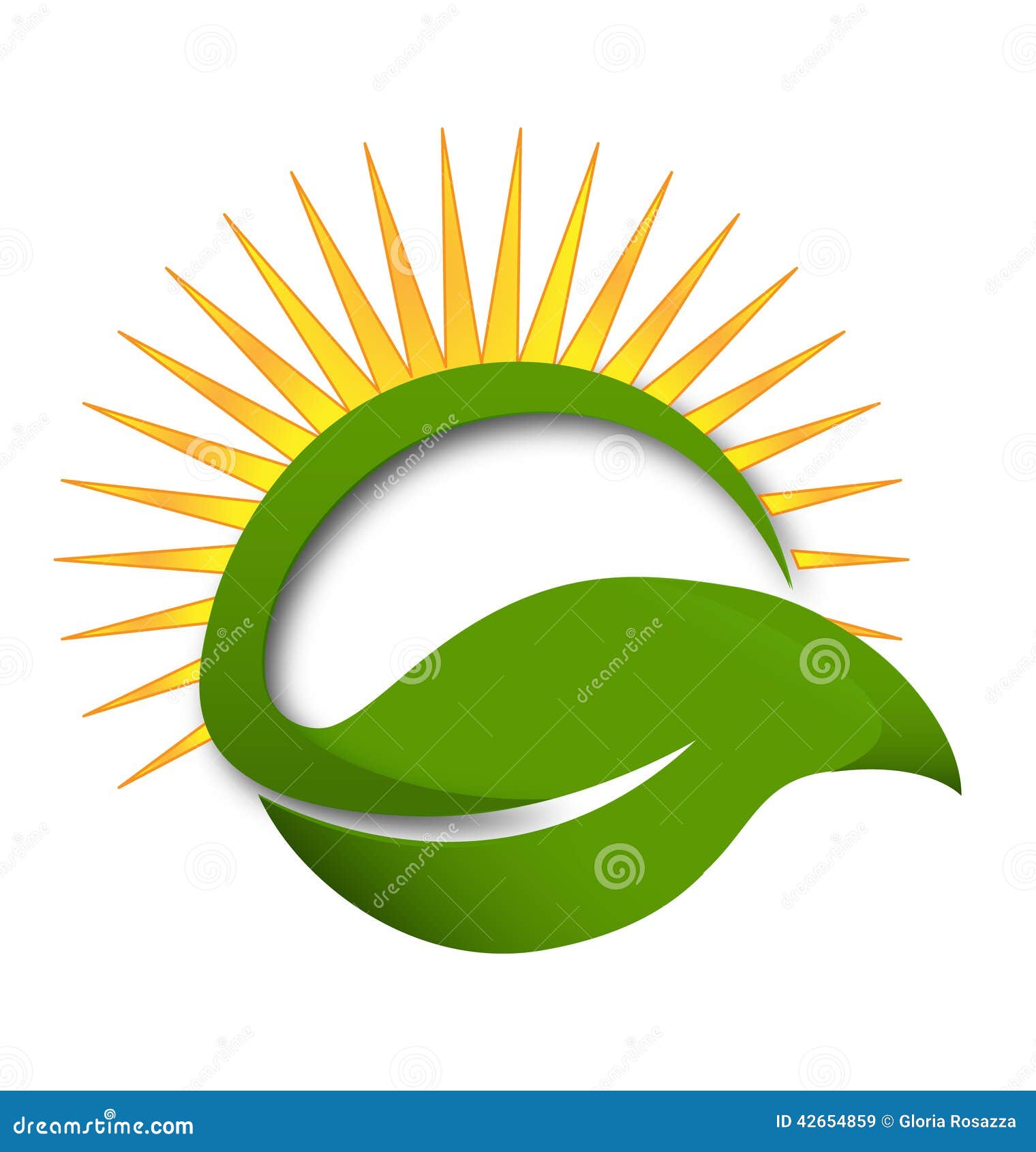 Green Leaf Sun Rays Vector Logo Stock Vector - Illustration of business ...