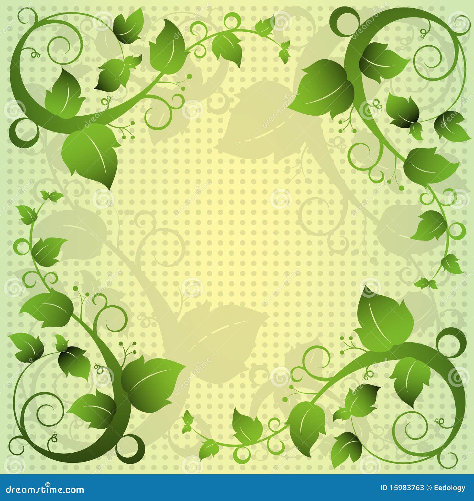 Green Leaf Swirl Abstract Frame Background Stock Vector - Illustration ...