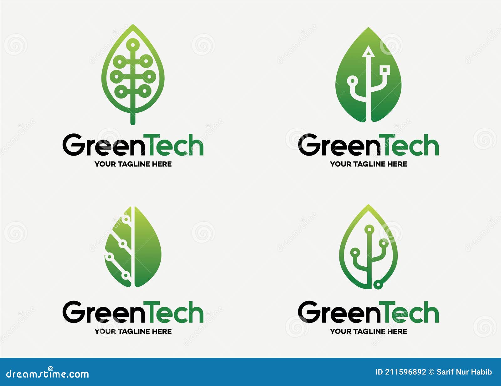 Green Leaf Tech Logo Design Template Stock Vector - Illustration of ...