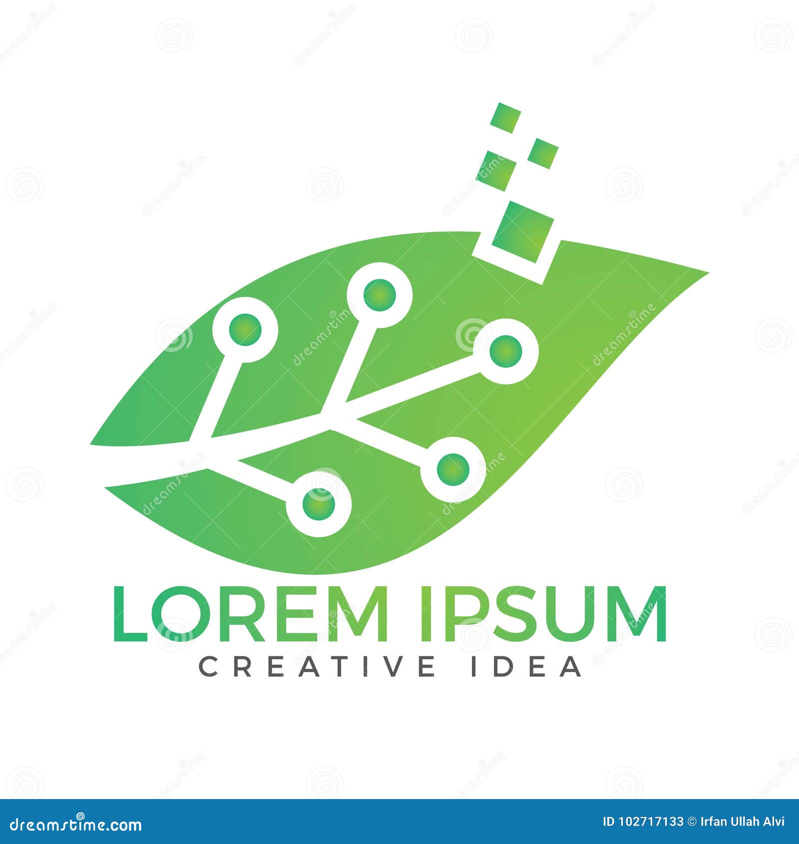 Green Leaf Technology Logo Design. Stock Image - Illustration of ...