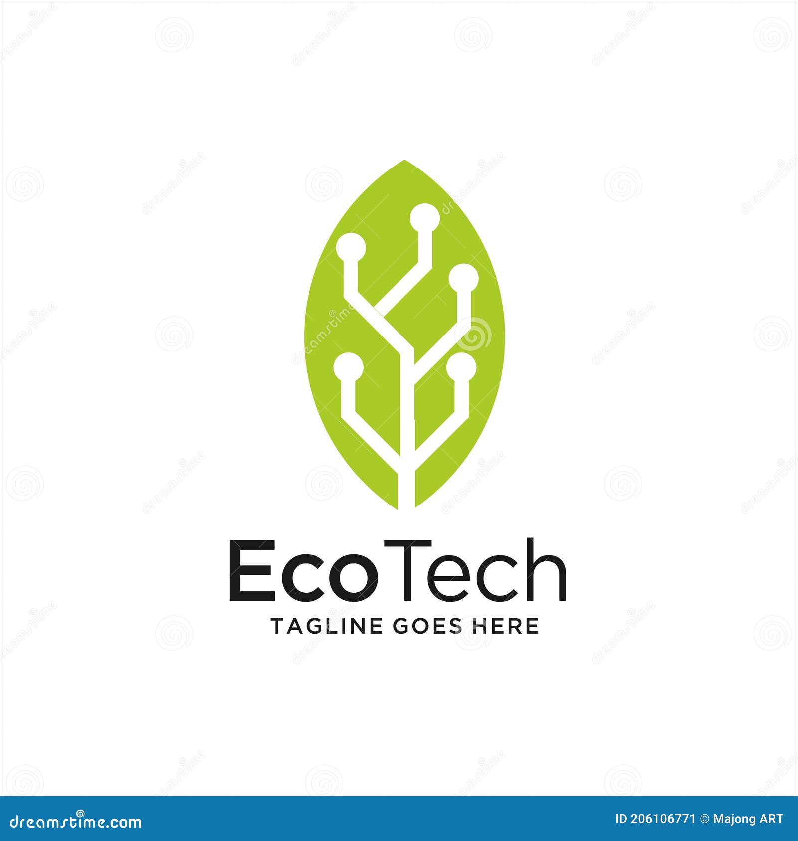 Green Leaf Technology Logo Design, Eco Tech Logo Template Design Vector ...