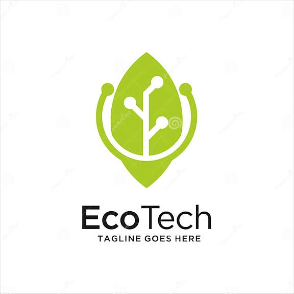 Green Leaf Technology Logo Design, Eco Tech Logo Template Design Vector Stock Vector ...