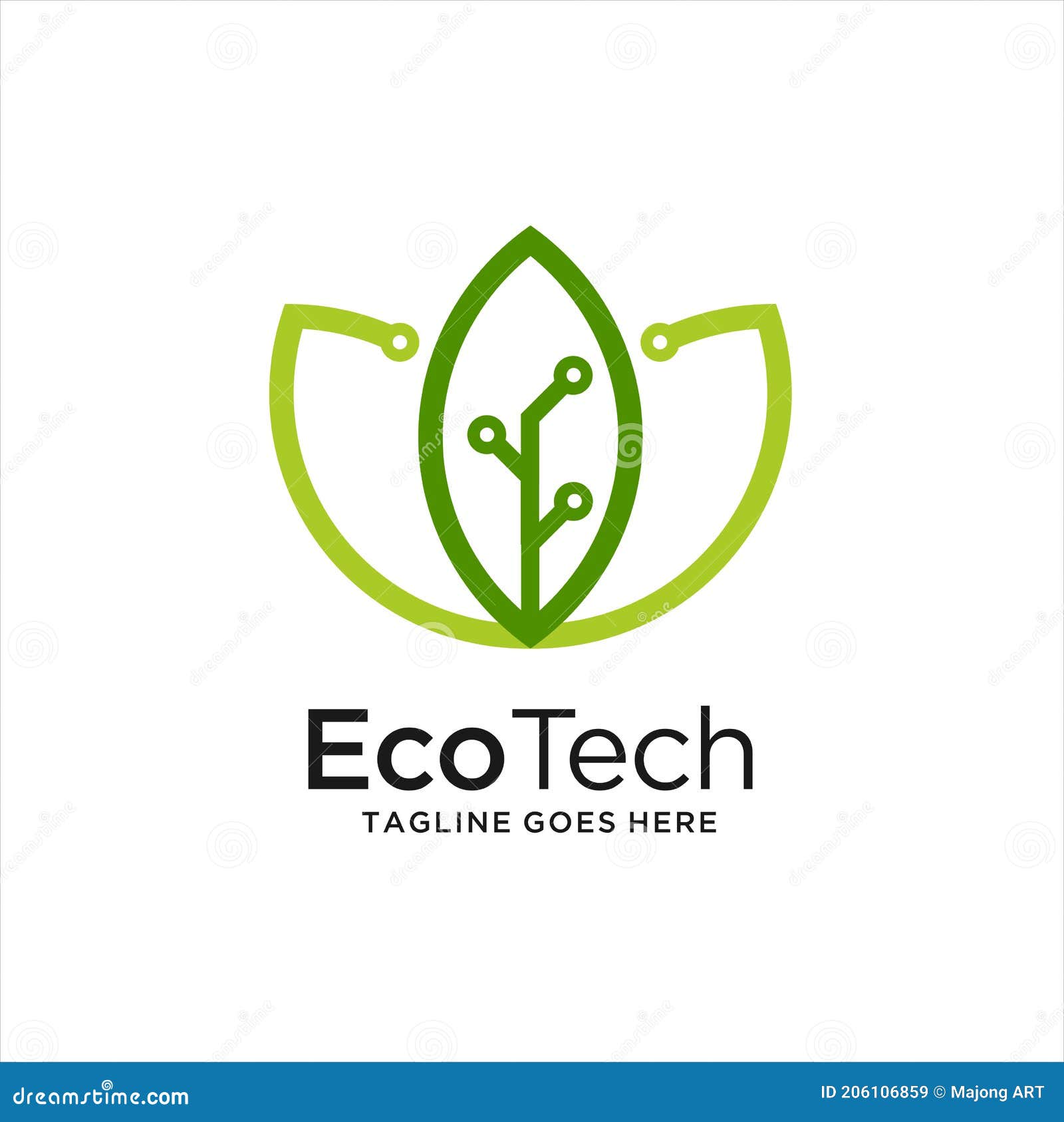 Green Leaf Technology Logo Design, Eco Tech Logo Template Design Vector ...