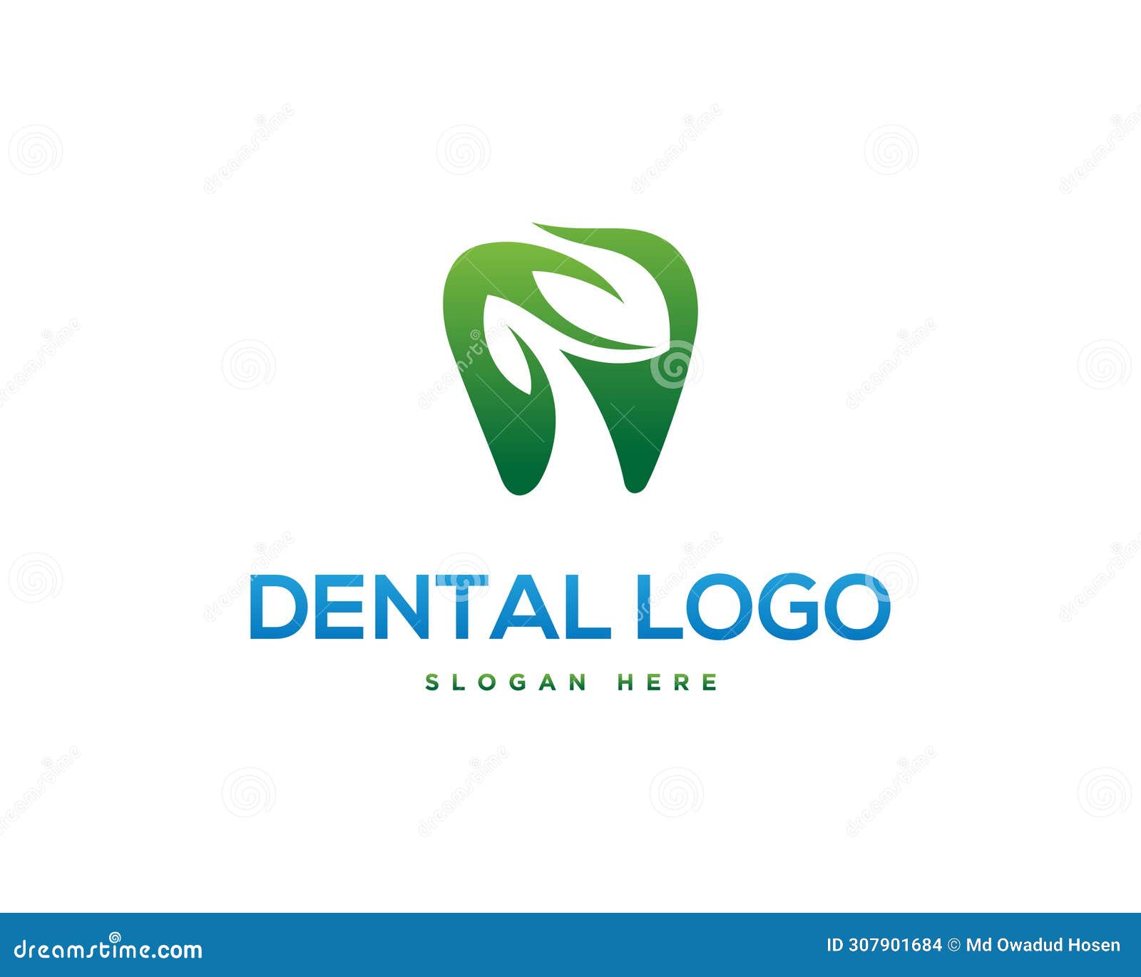 Green Leaf and Tooth Symbol Logo Design. Stock Vector - Illustration of ...