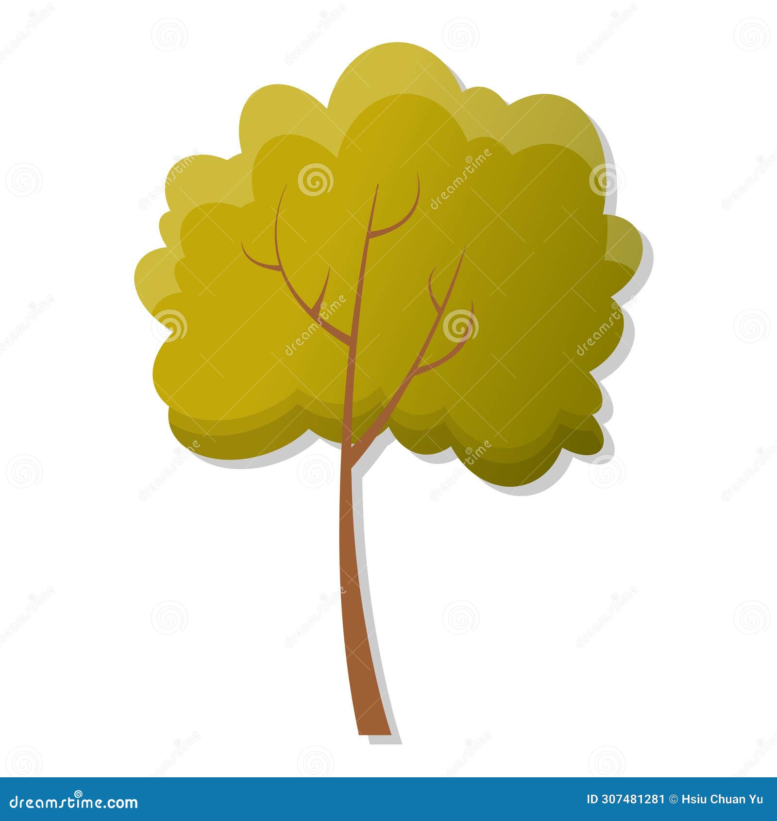 Green Leaf Tree Cartoon Illustration Stock Vector - Illustration of ...