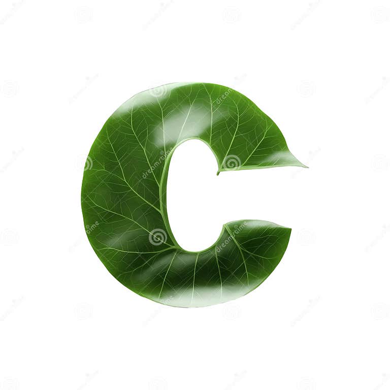 Green Leaf Typography Text Design Lowercase Alphabet C Stock Image ...