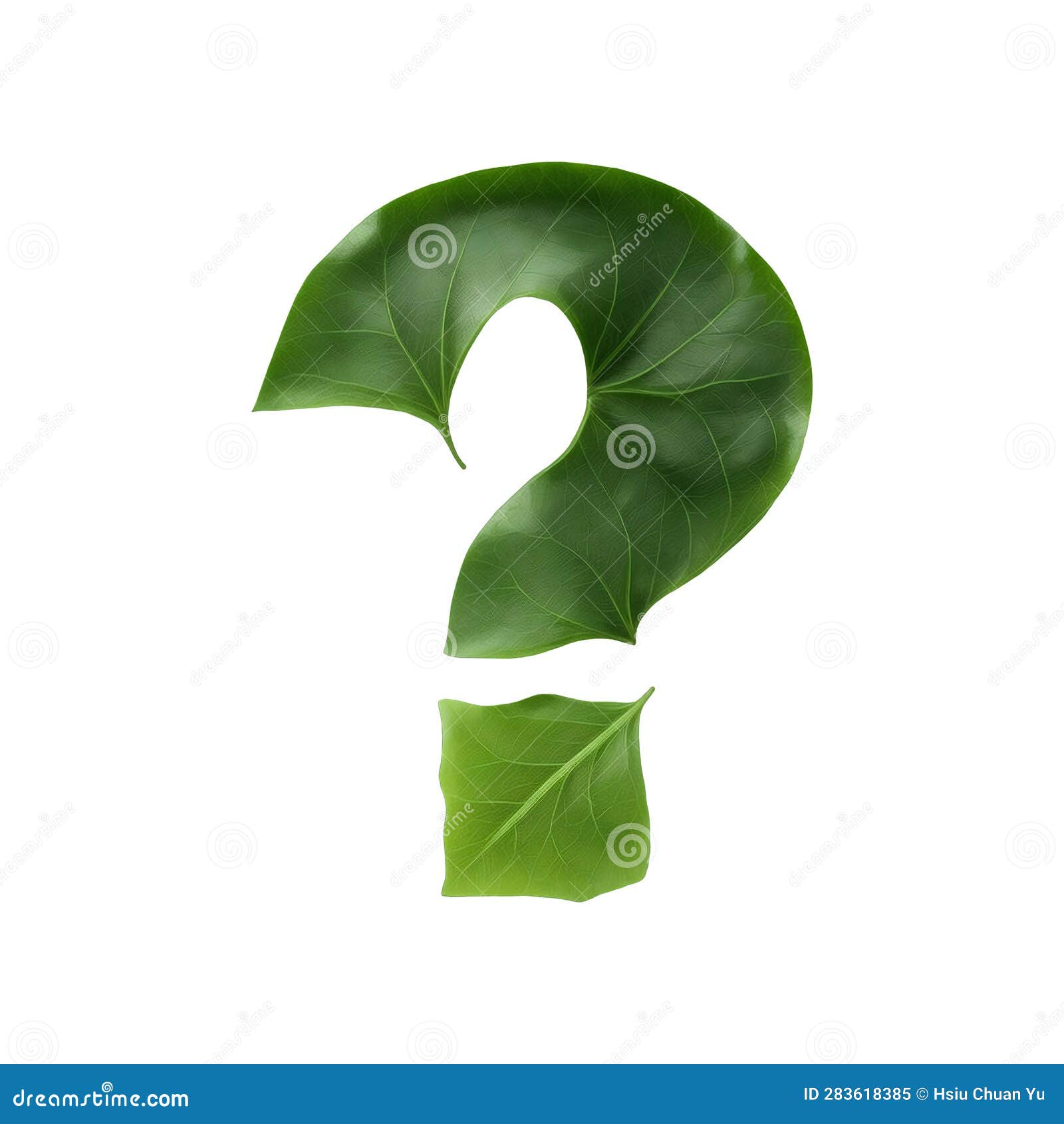 Green Leaf Typography Text Design Question Mark Stock Illustration ...