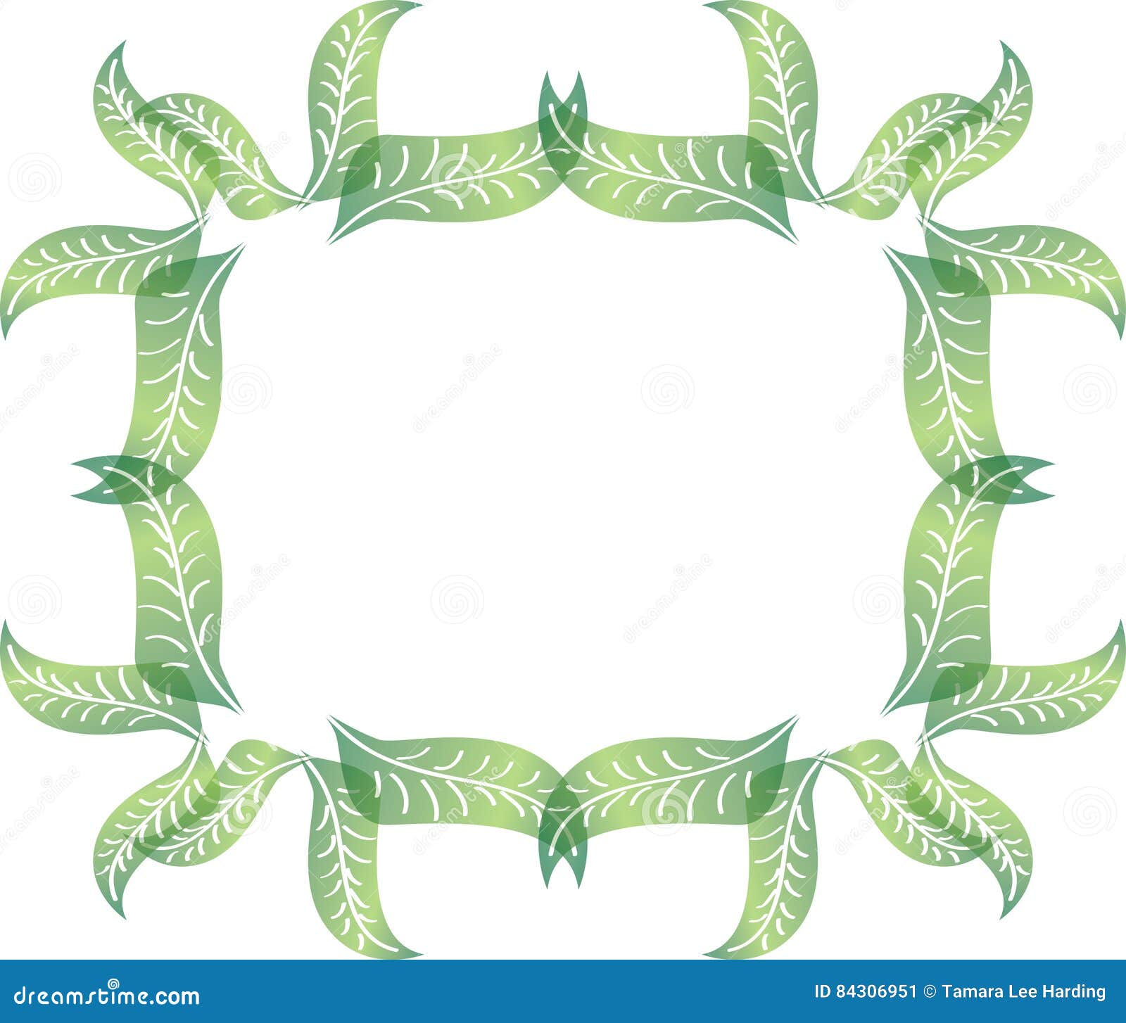 Green Leaf Vector Border in Rectangle Shape Stock Vector - Illustration ...
