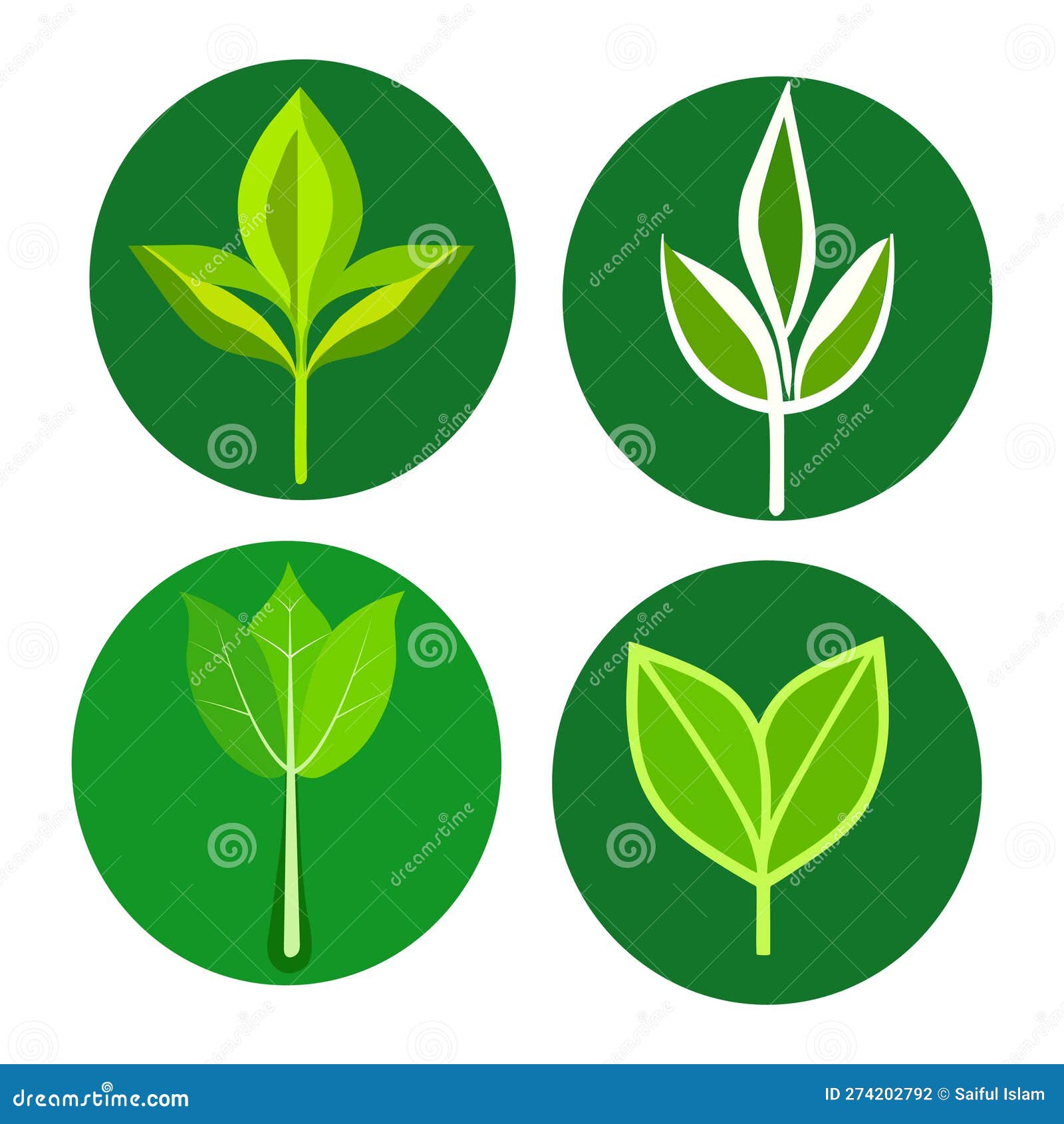 Green Leaf Vector Icon Set and Logo Design Symbol Stock Vector ...