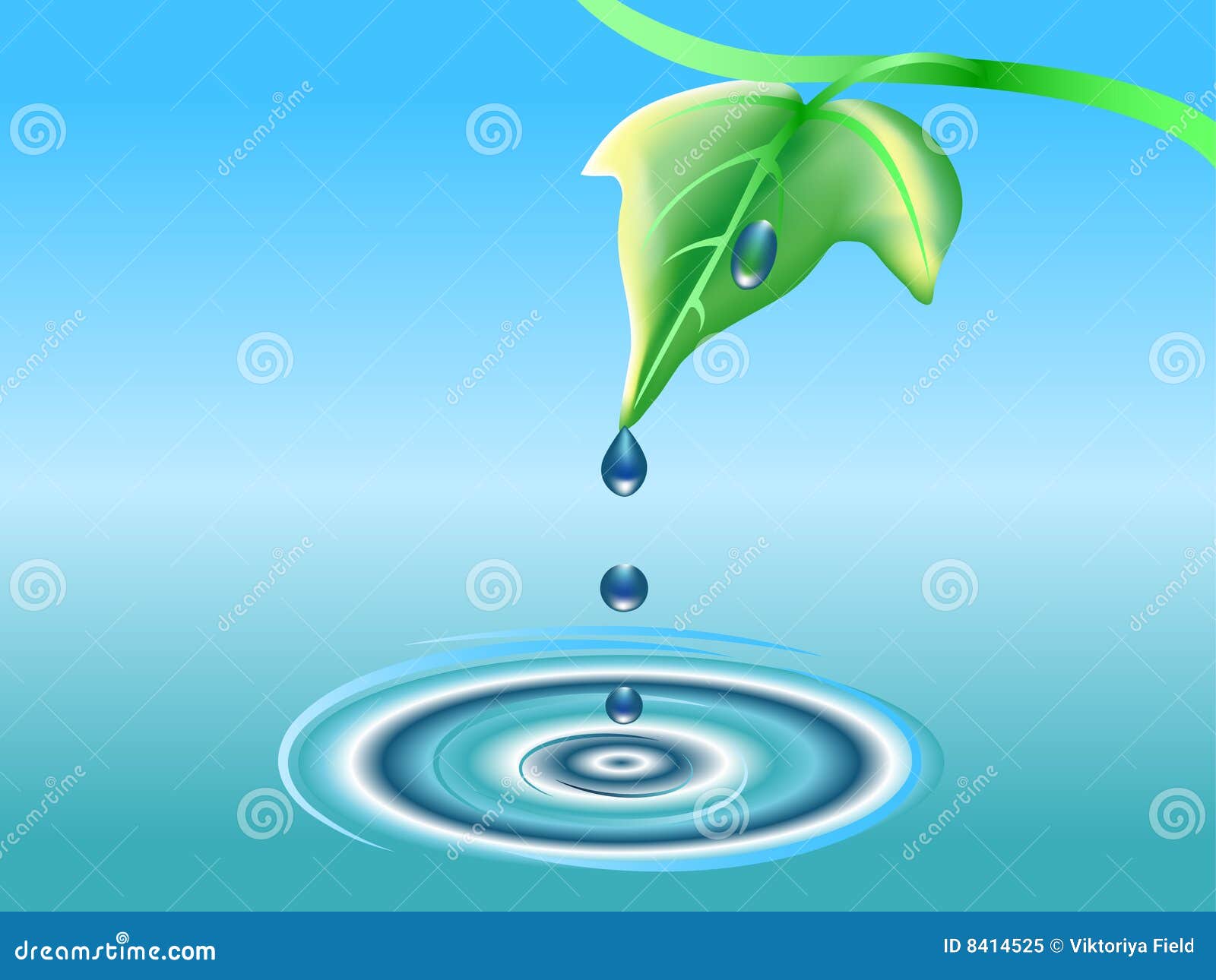 Green leaf and water stock vector. Illustration of graphic - 8414525