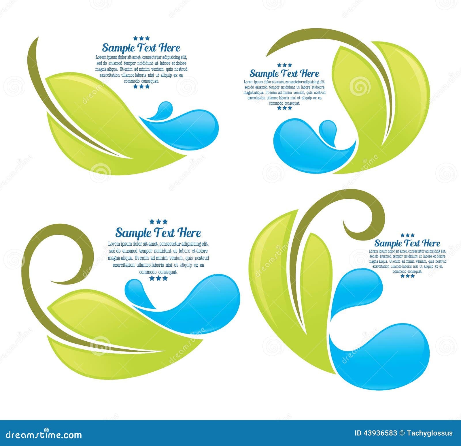 Green leaf and water drops stock vector. Illustration of collection ...