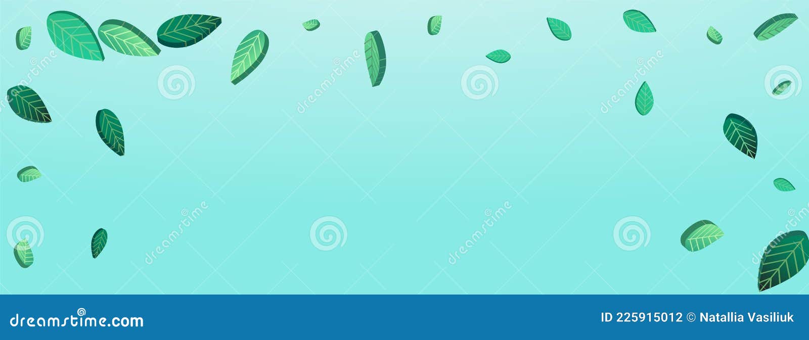 Green Leaf Wind Vector Panoramic Blue Background Stock Illustration ...