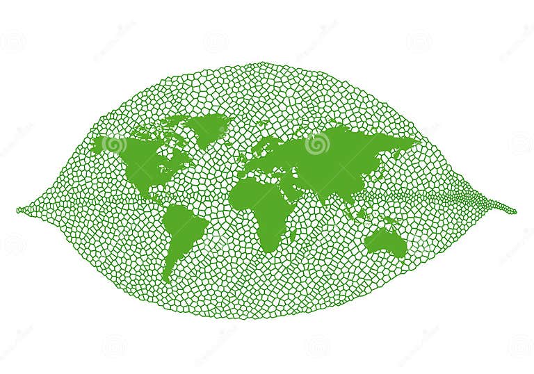Green Leaf World Map, Vector Stock Vector - Illustration of isolated ...