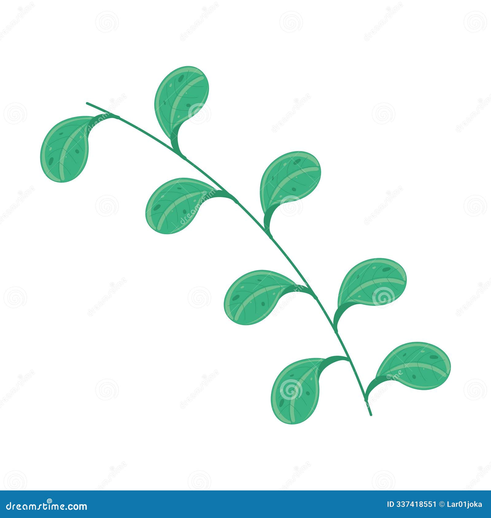 Green Leafy Branch with Soft Curved Leaves Design Vector Stock ...