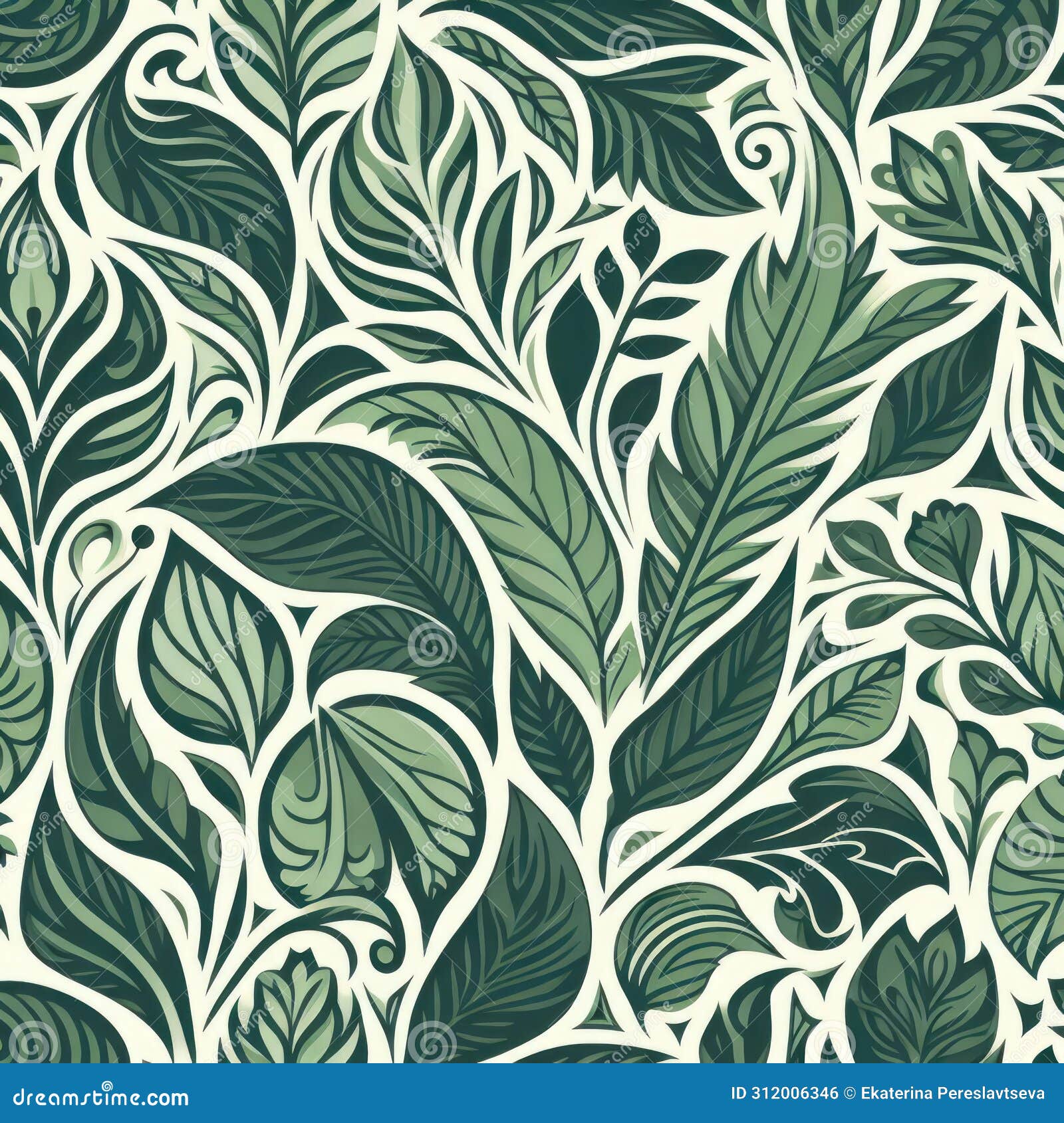 Green Leafy Pattern with White Background Stock Illustration ...