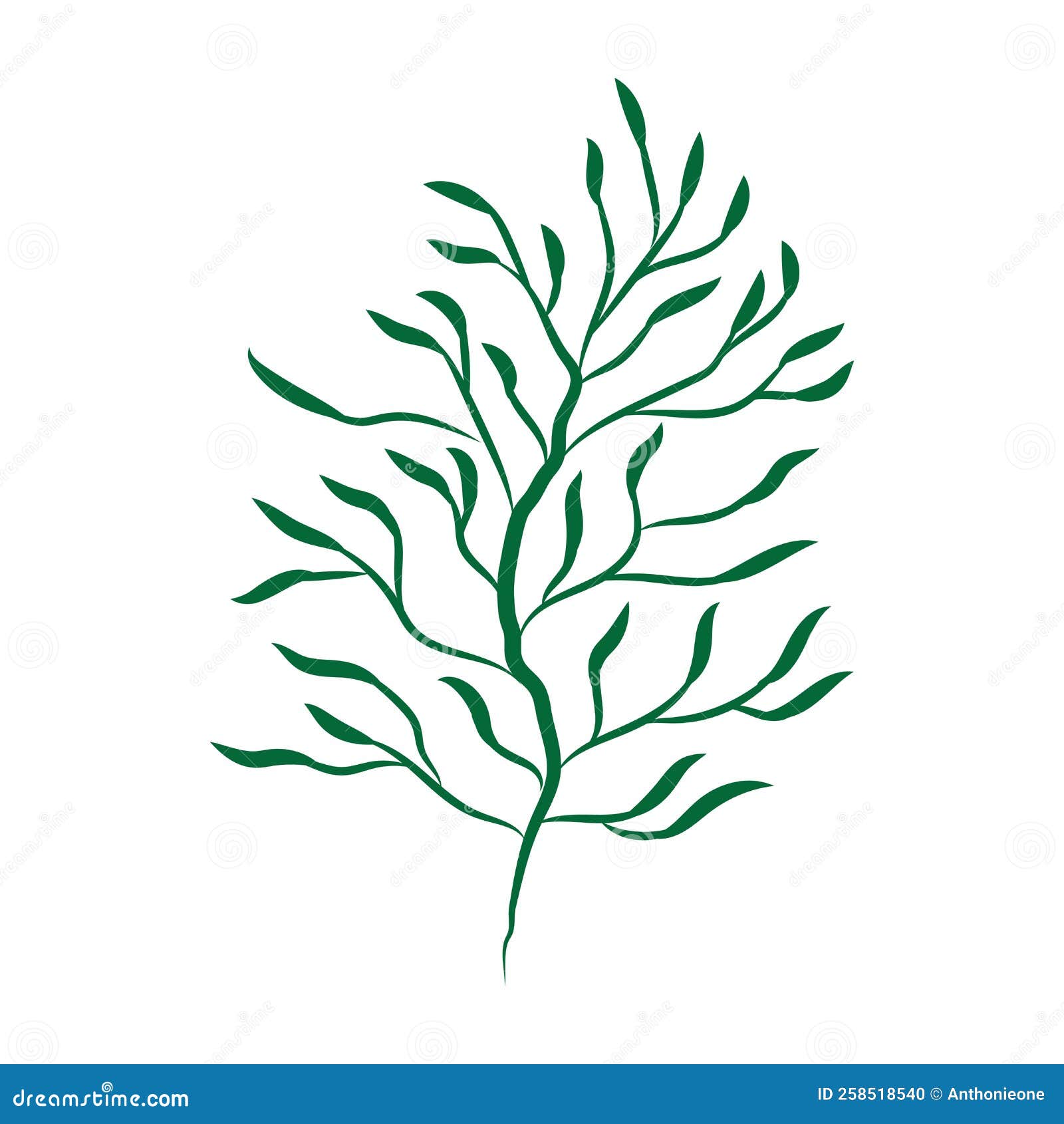 Green Leafy Plant with Decorative Art Isolated Vector Illustration ...