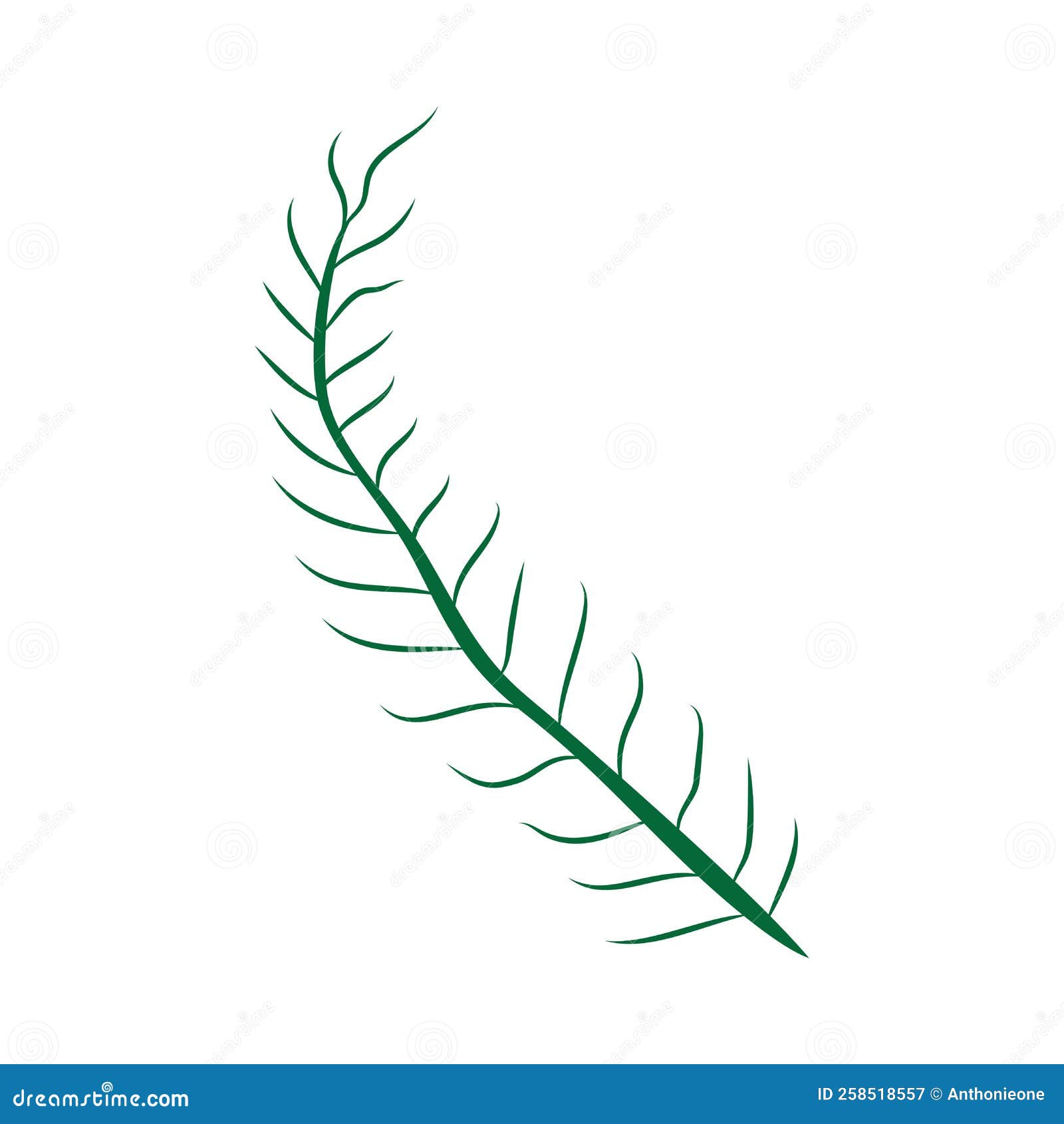 Green Leafy Plant with Decorative Art Isolated Vector Illustration ...
