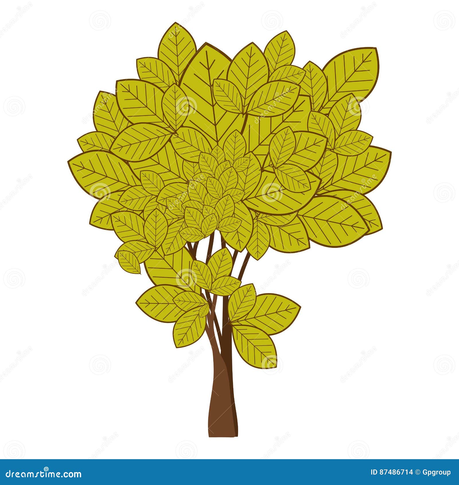 Green Leafy Tree With Ramifications Nature Icon Royalty-Free ...