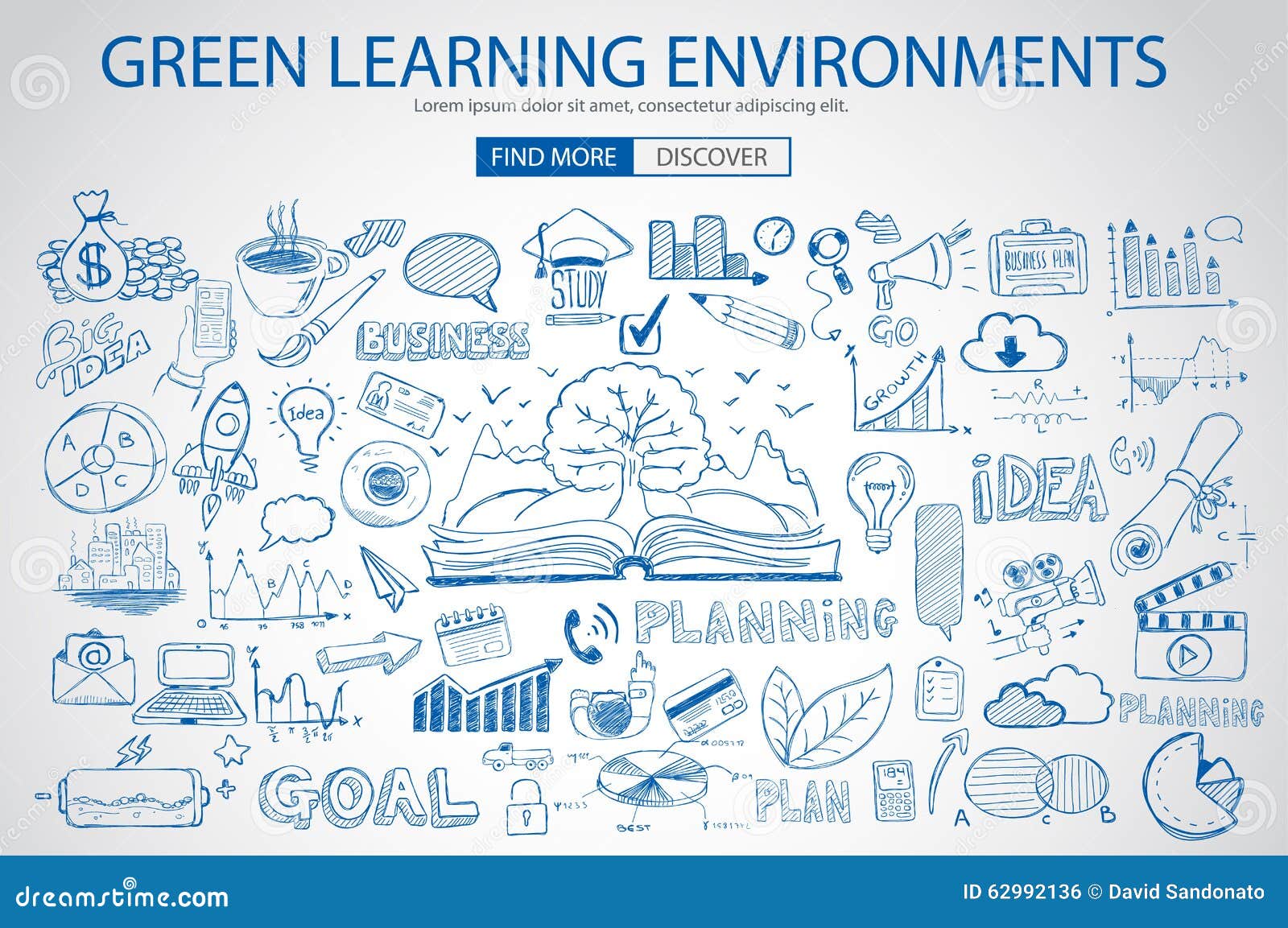 Green Learning Environment with Doodle Design Style Stock Vector ...