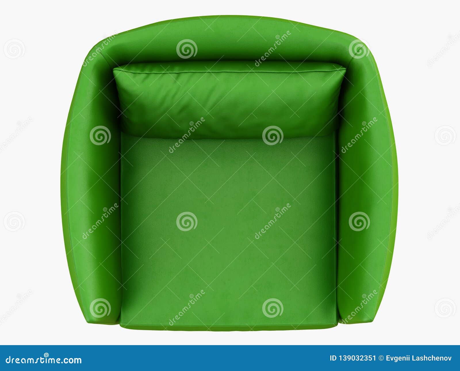 Green Leather Armchair Top View 3d Rendering Stock Illustration ...