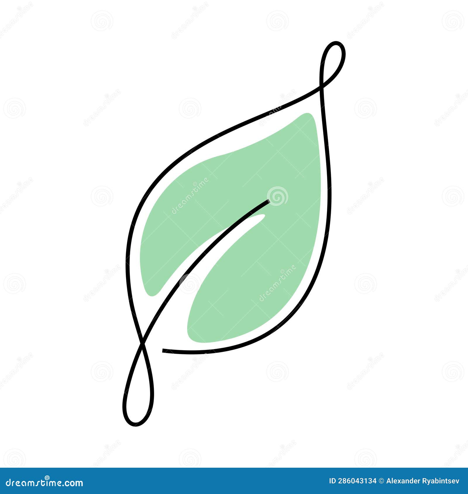 Green Leave Abstract Continuous Line Vector Illustration Stock Vector ...