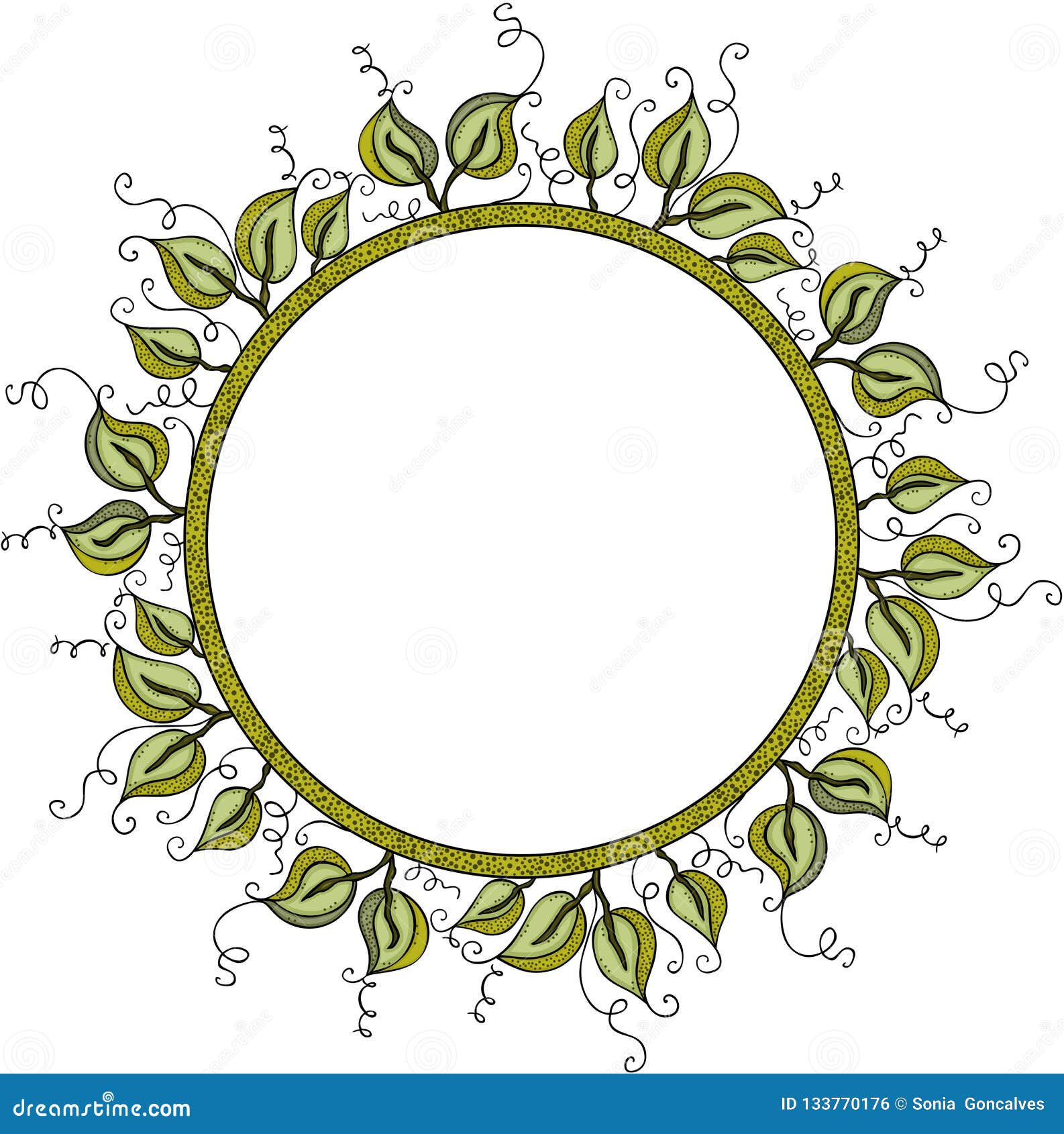Green Leaves Arranged in a Circle Border Frame Stock Vector ...