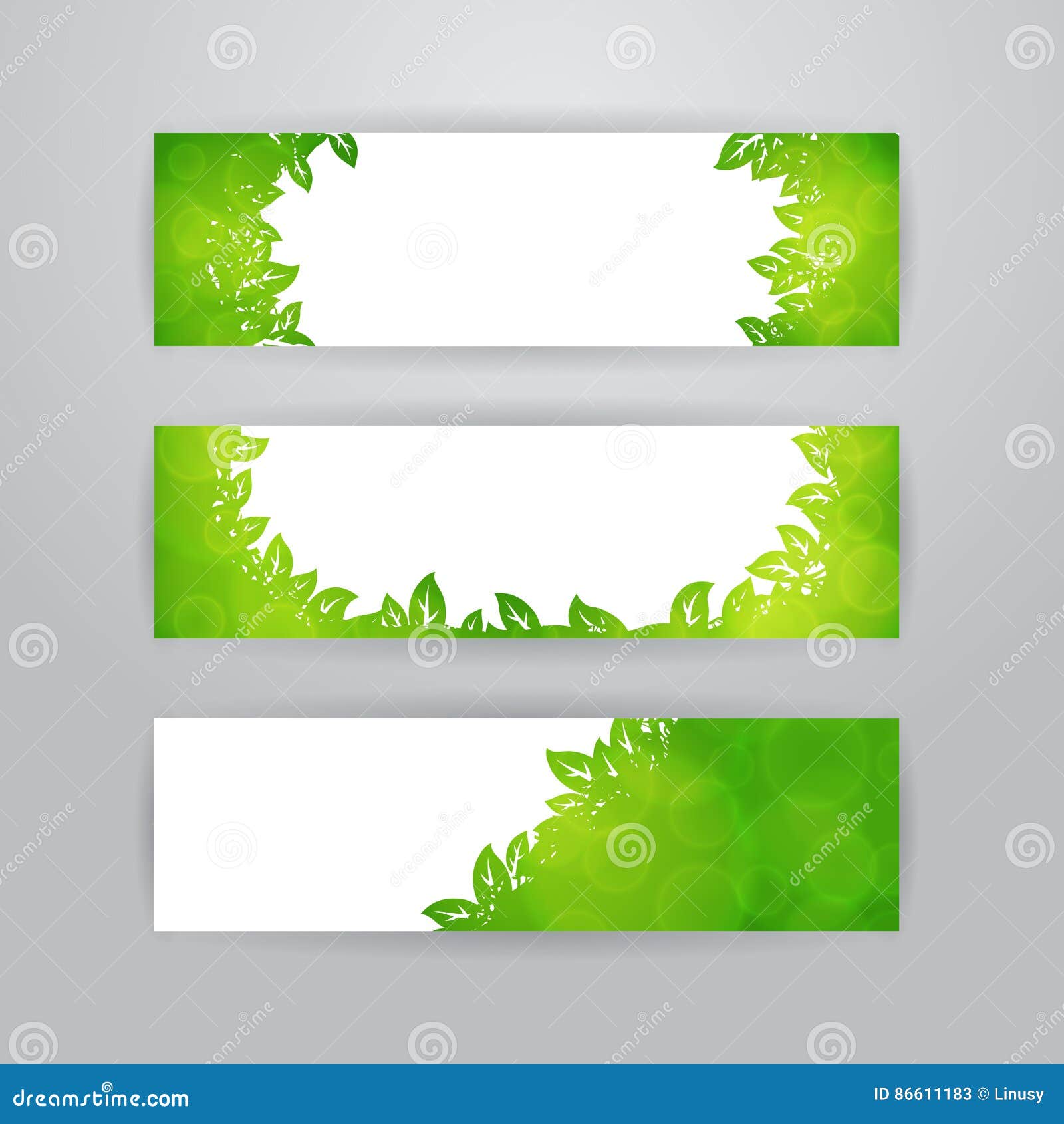 Green leaves banners stock vector. Illustration of clean - 86611183