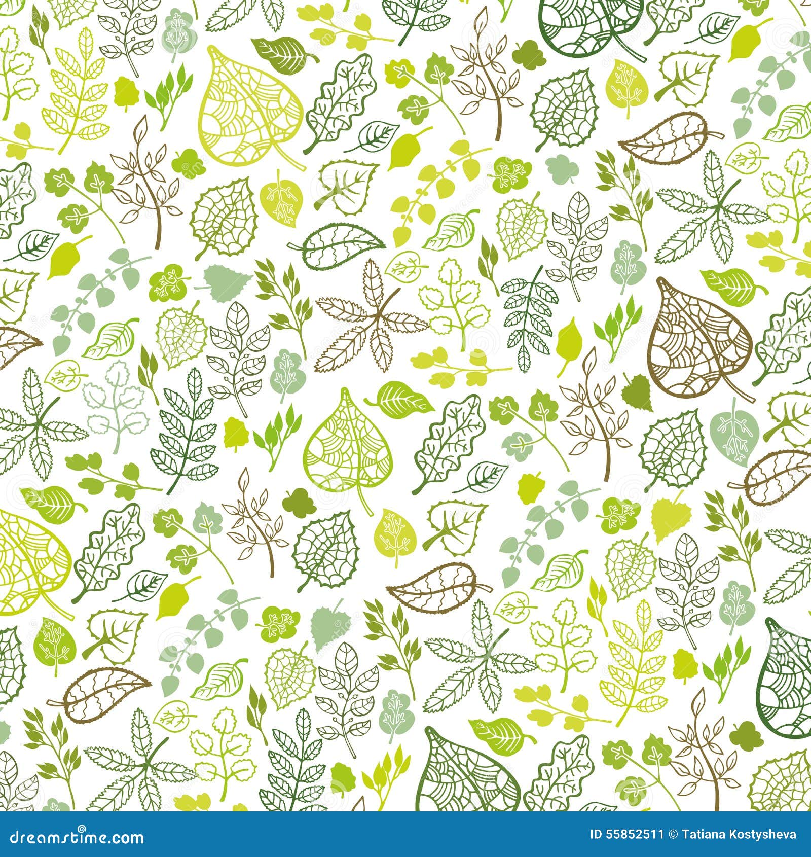 Green Leaves,branches Outline Pattern Background Stock Vector ...