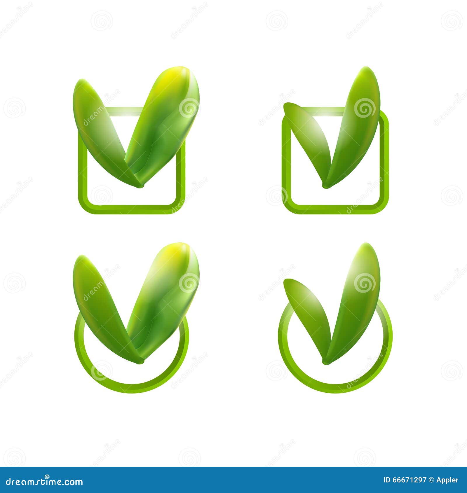 Green leaves check mark stock vector. Illustration of leaf - 66671297