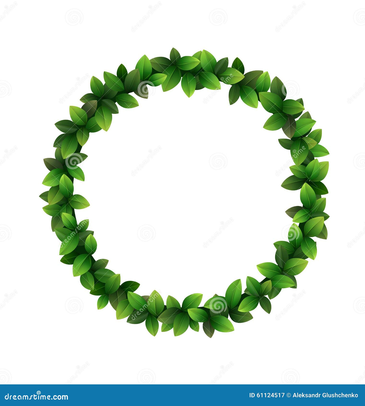 Green Leaves Circle Frame on White Stock Vector - Illustration of ...