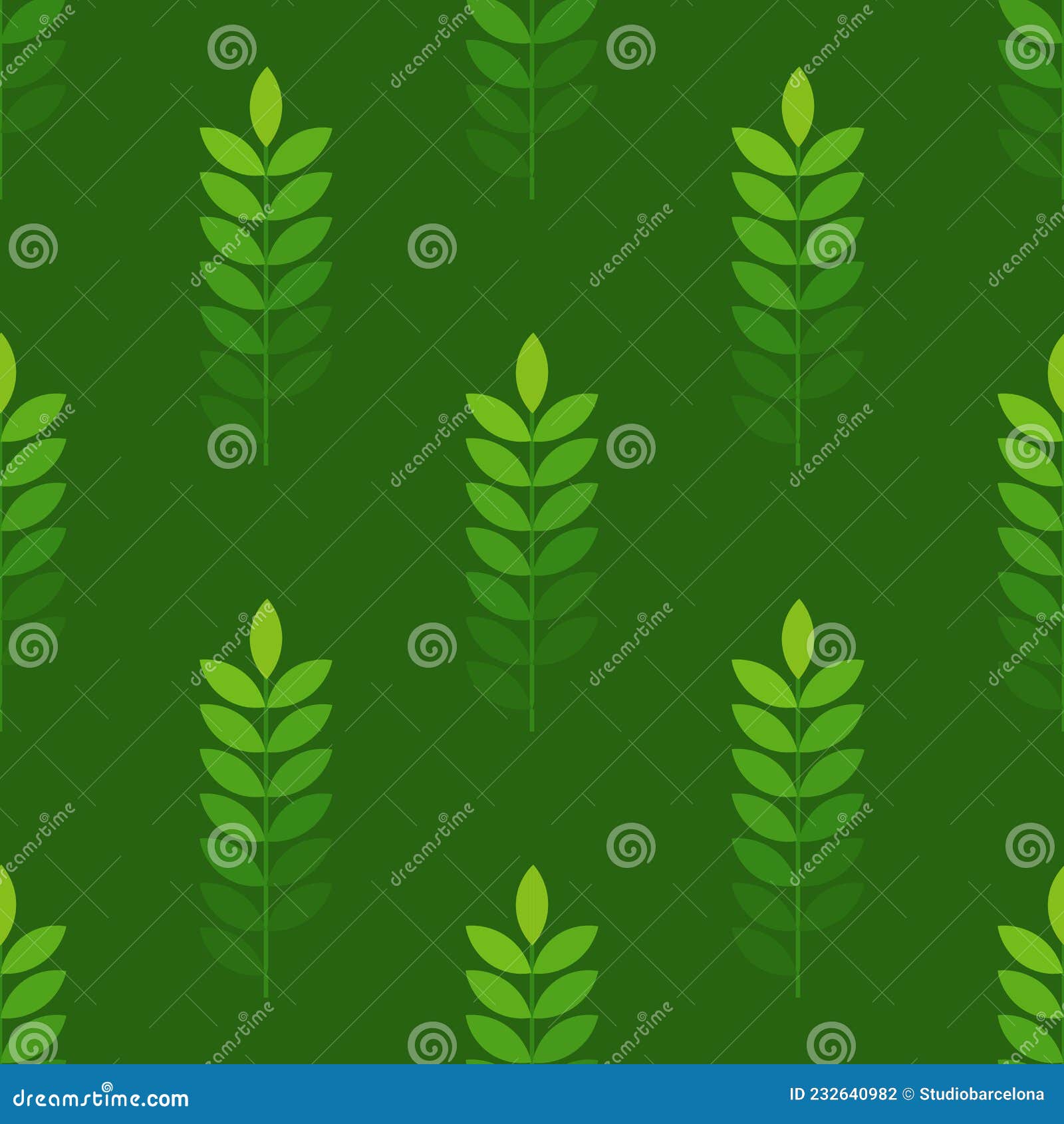 Green Leaves Dark Green Seamless Pattern Stock Vector - Illustration of ...