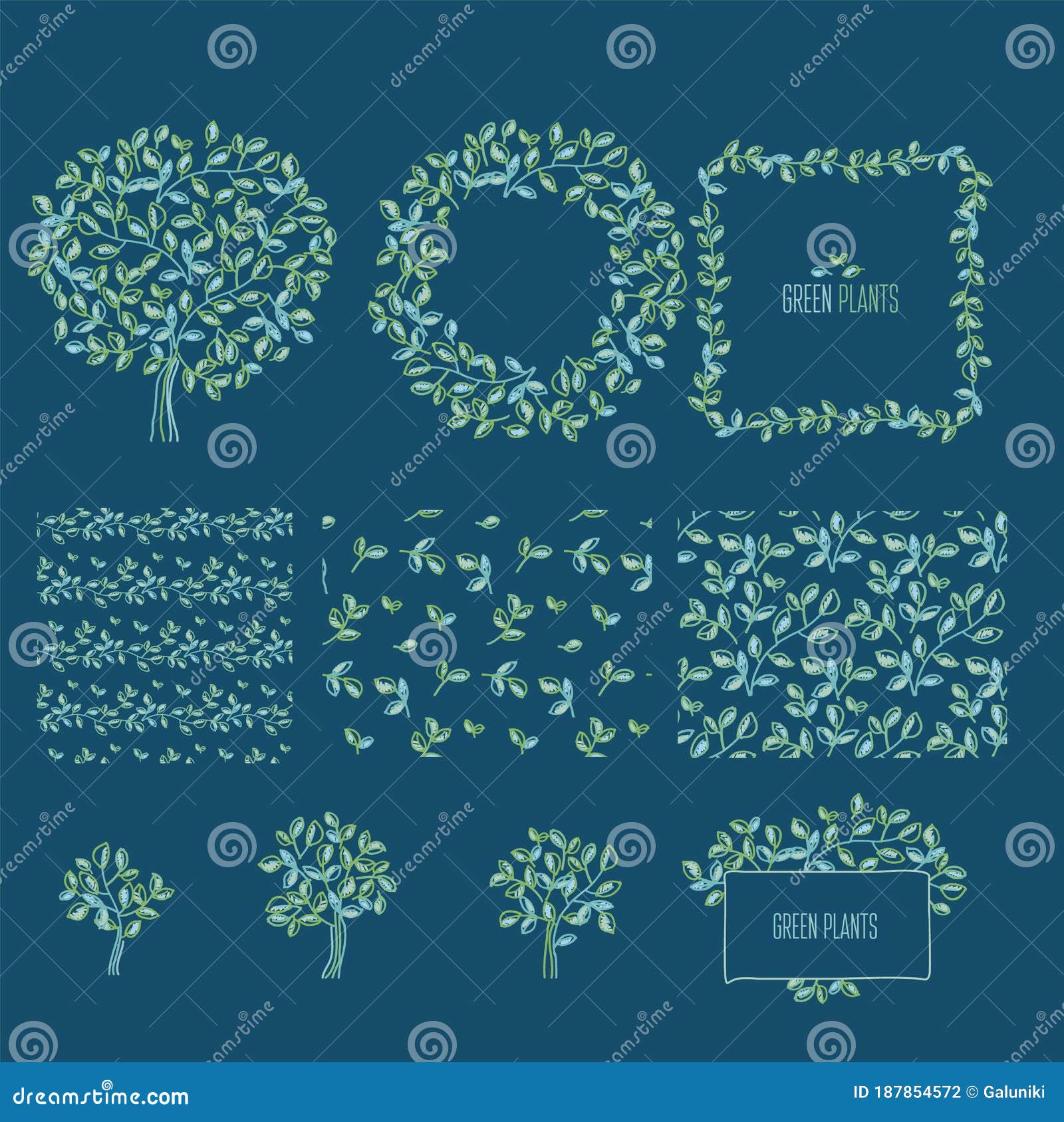 Green Leaves Design Element Set Stock Vector - Illustration of leafage ...