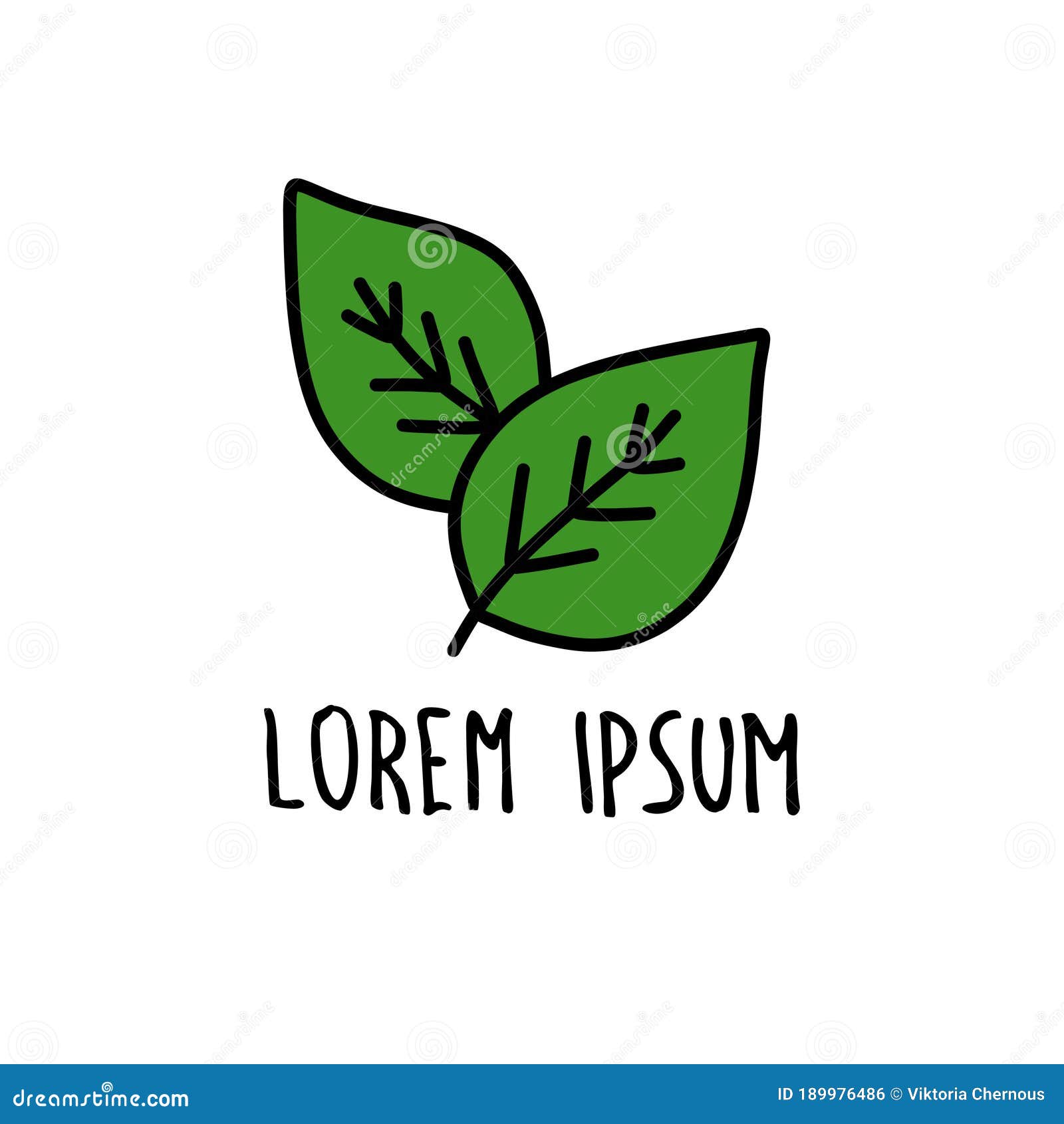 Green Leaves Doodle Icon, Vector Color Illustration Stock Illustration ...