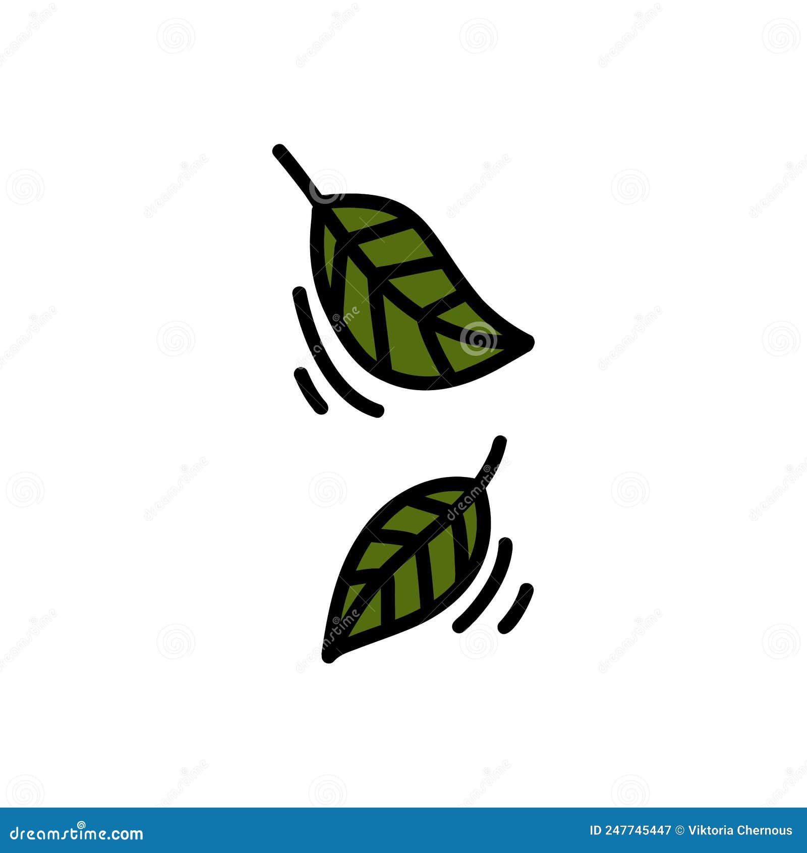 Green Leaves Doodle Icon, Vector Color Line Illustration Stock Vector ...