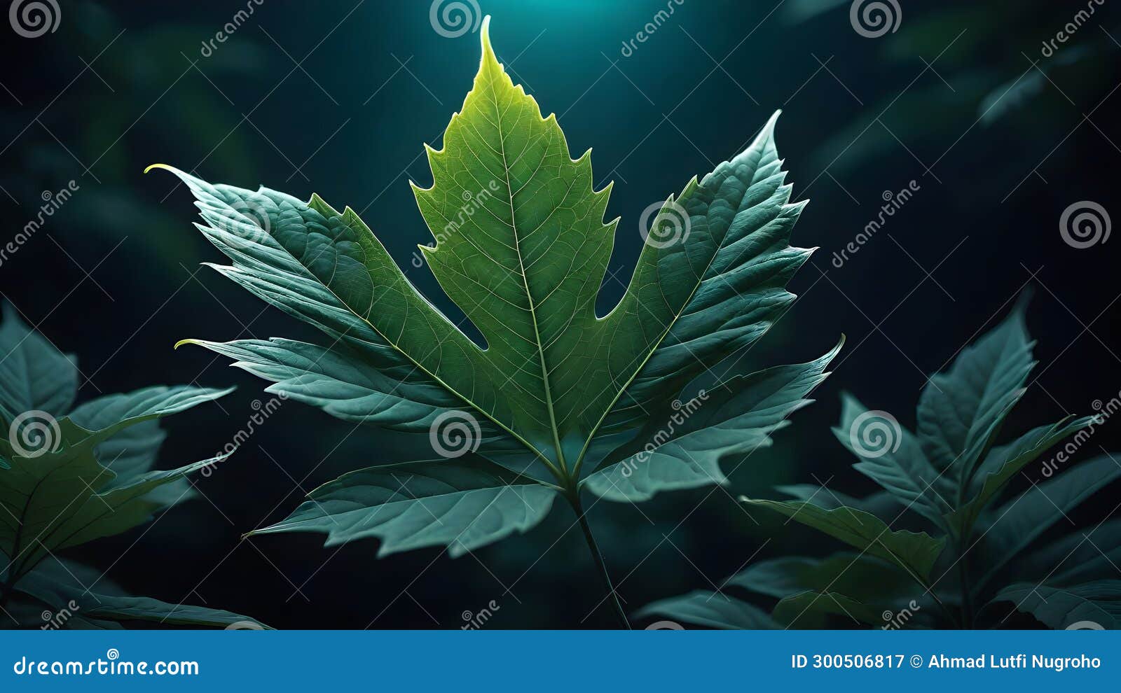 Green Leaves with Dramatic Lighting Effects Stock Illustration ...
