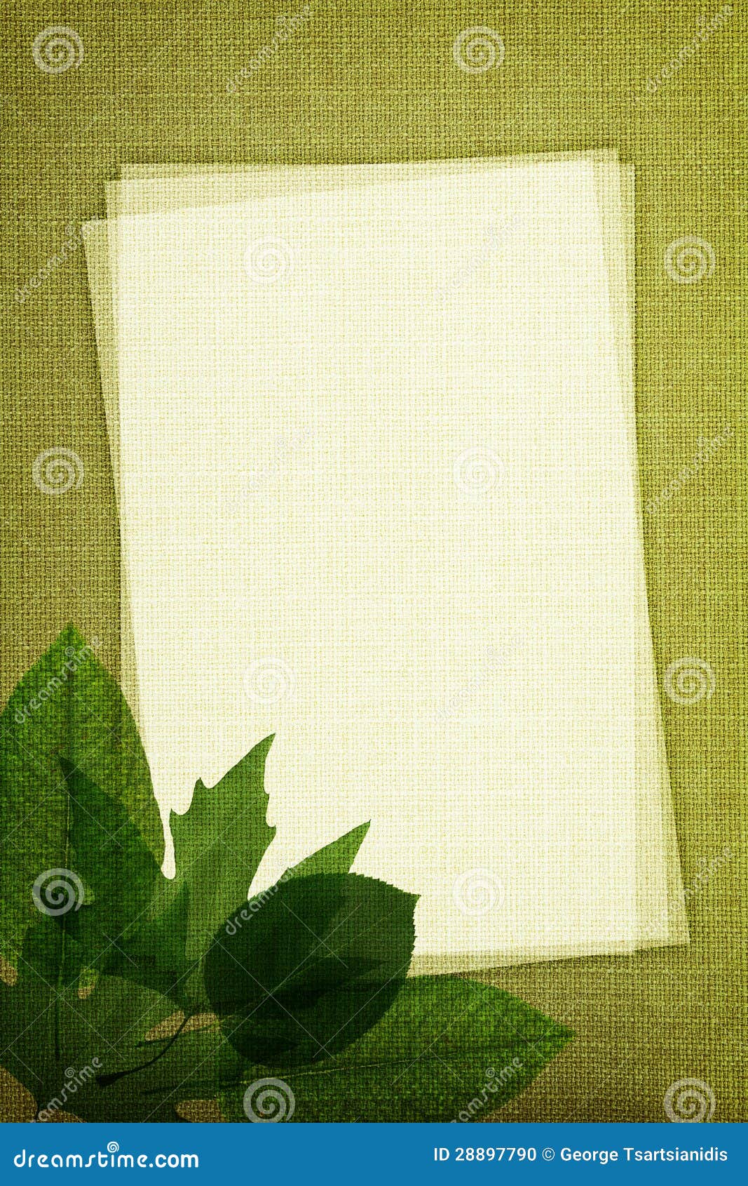 Green Leaves on Fabric Texture Stock Illustration - Illustration of ...