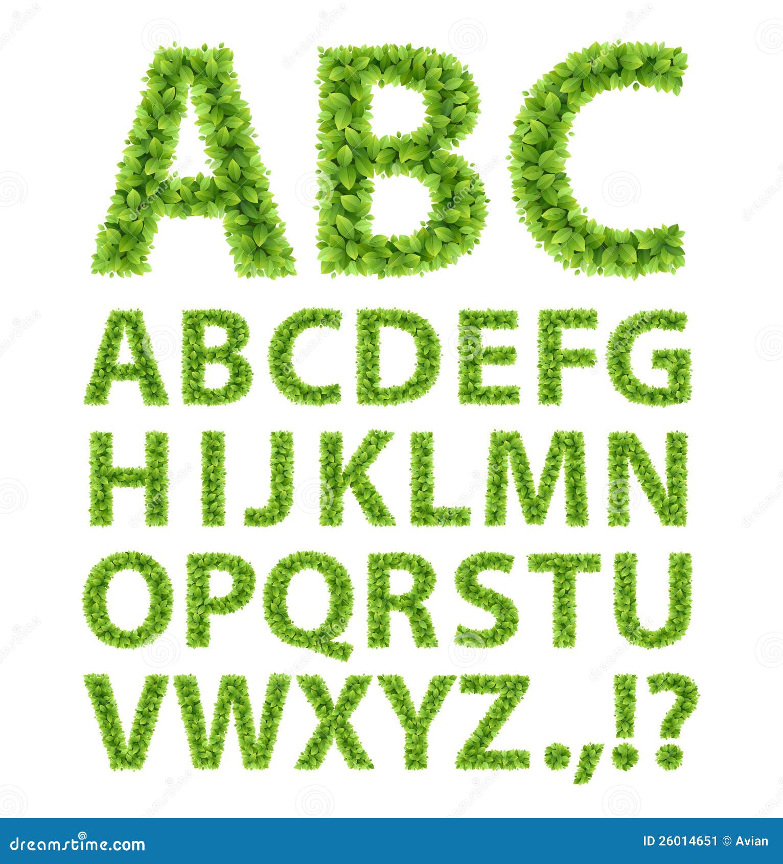 Green Leaves font stock vector. Illustration of natural - 26014651