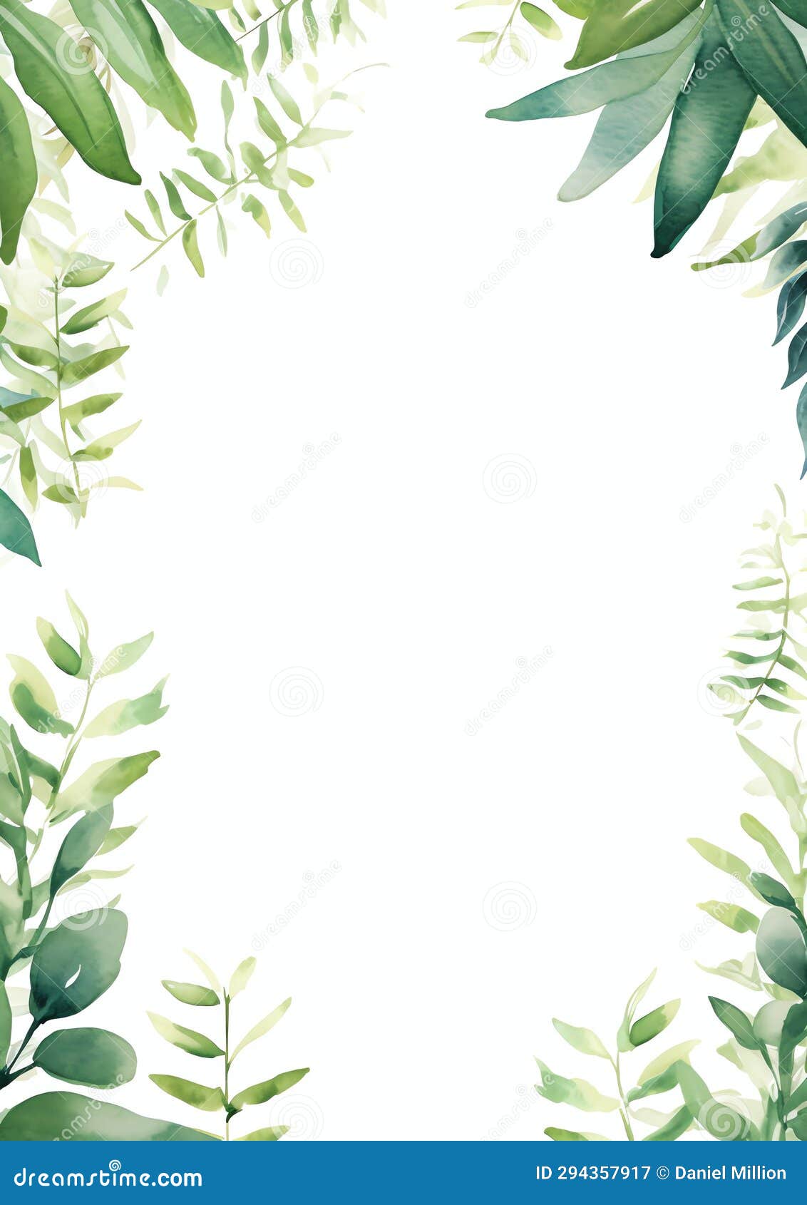 Green Leaves Frame Border on White Background Stock Illustration ...