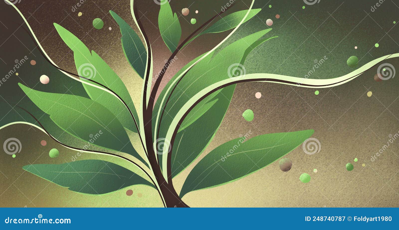 Green Leaves on a Gradient Background with Texture Stock Illustration ...