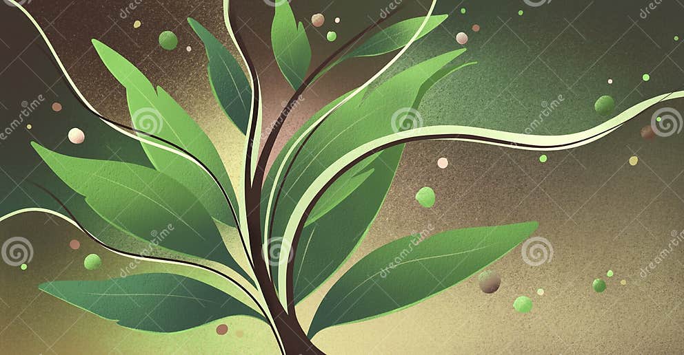 Green Leaves on a Gradient Background with Texture Stock Illustration ...