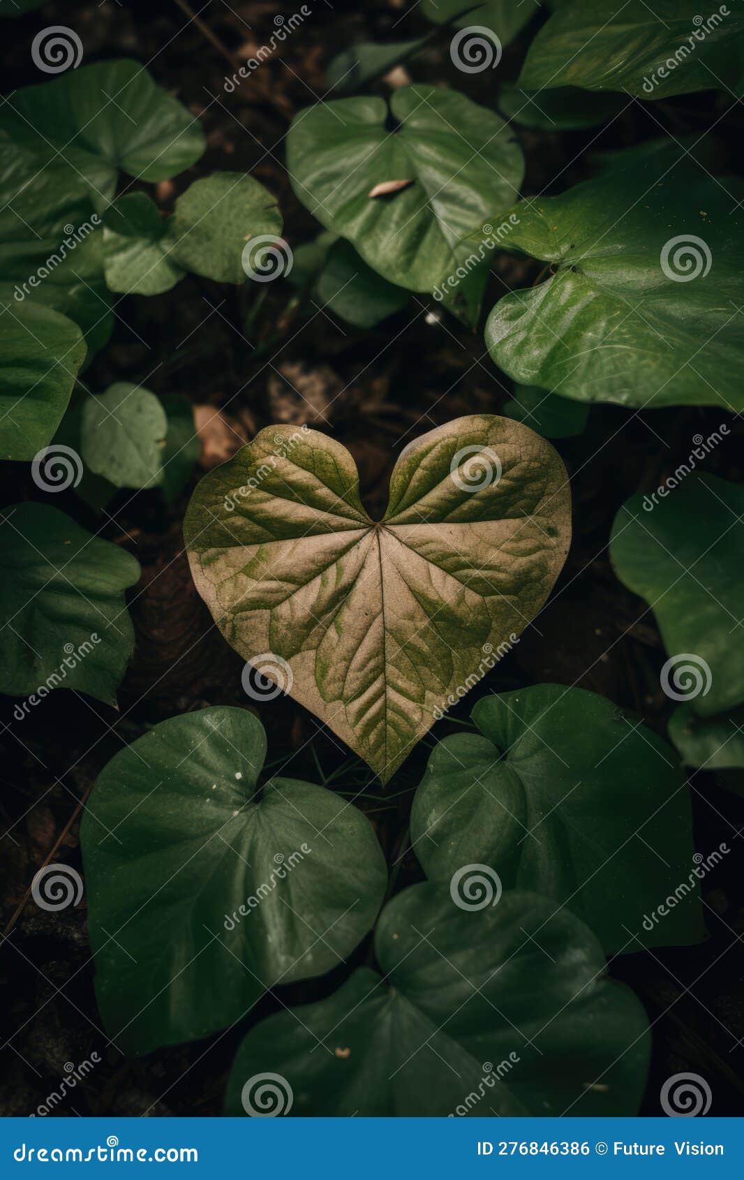 Green Leaves with Heart Shape Leaf, Created Using Generative Ai ...