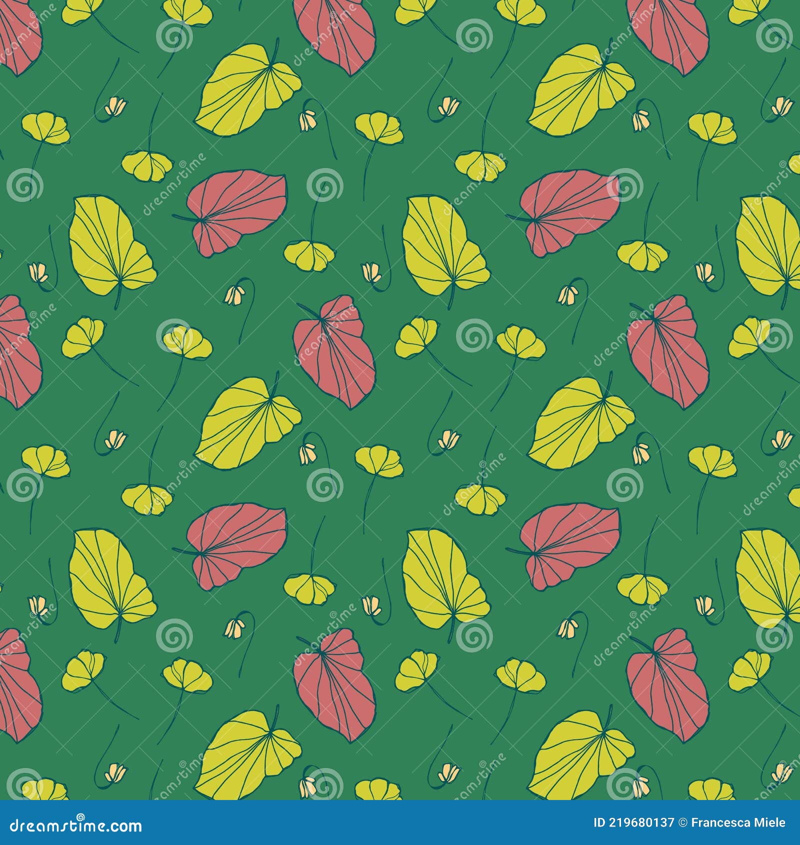 Green Leaves Repeating Pattern Vector Illustrated - Autumn Textile ...