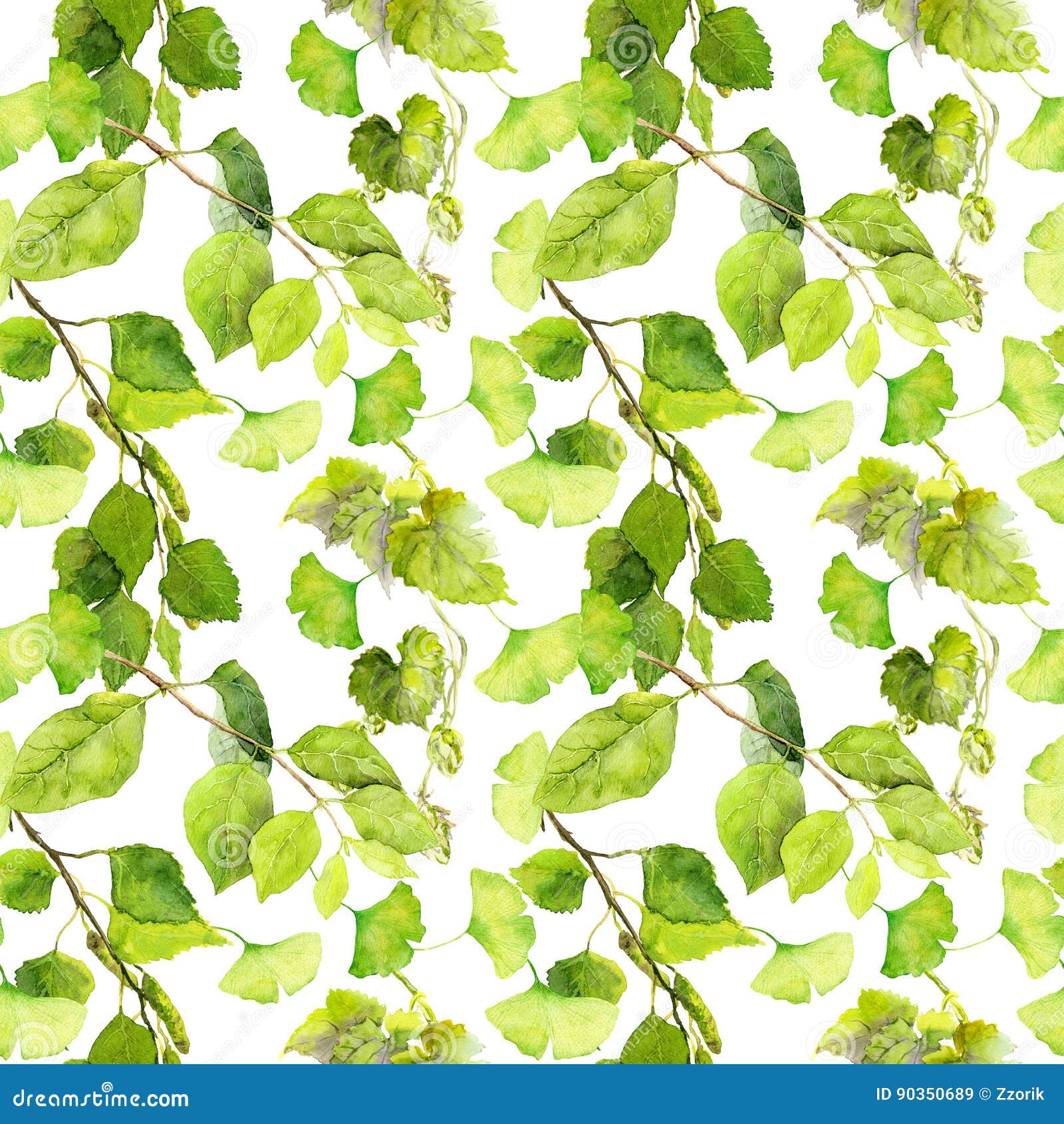 Green Leaves. Repeating Pattern Stock Illustration - Illustration of ...