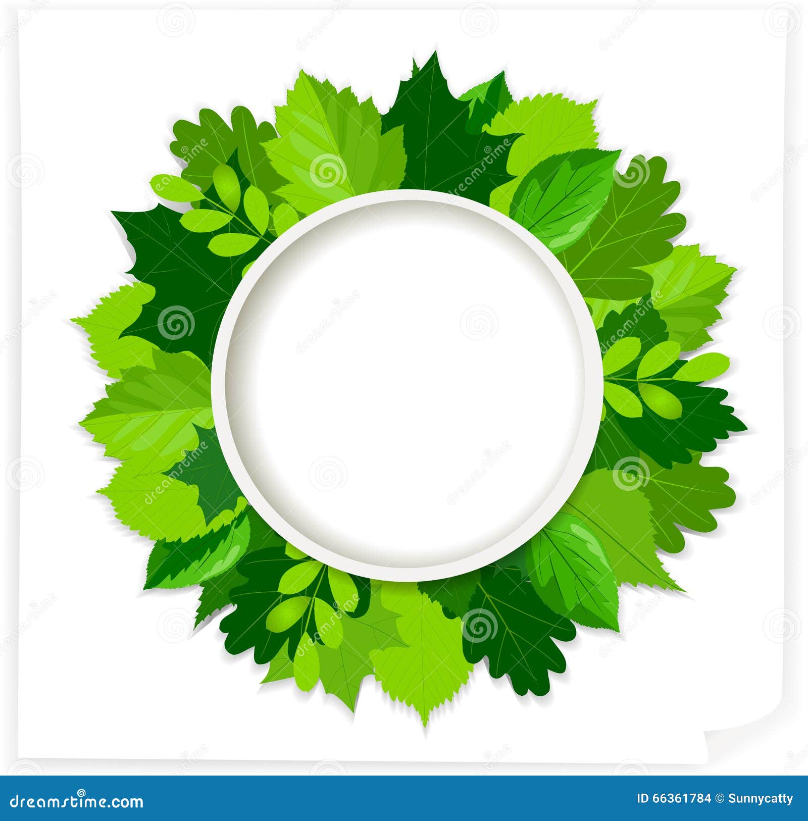 Green leaves round frame stock vector. Illustration of green - 66361784