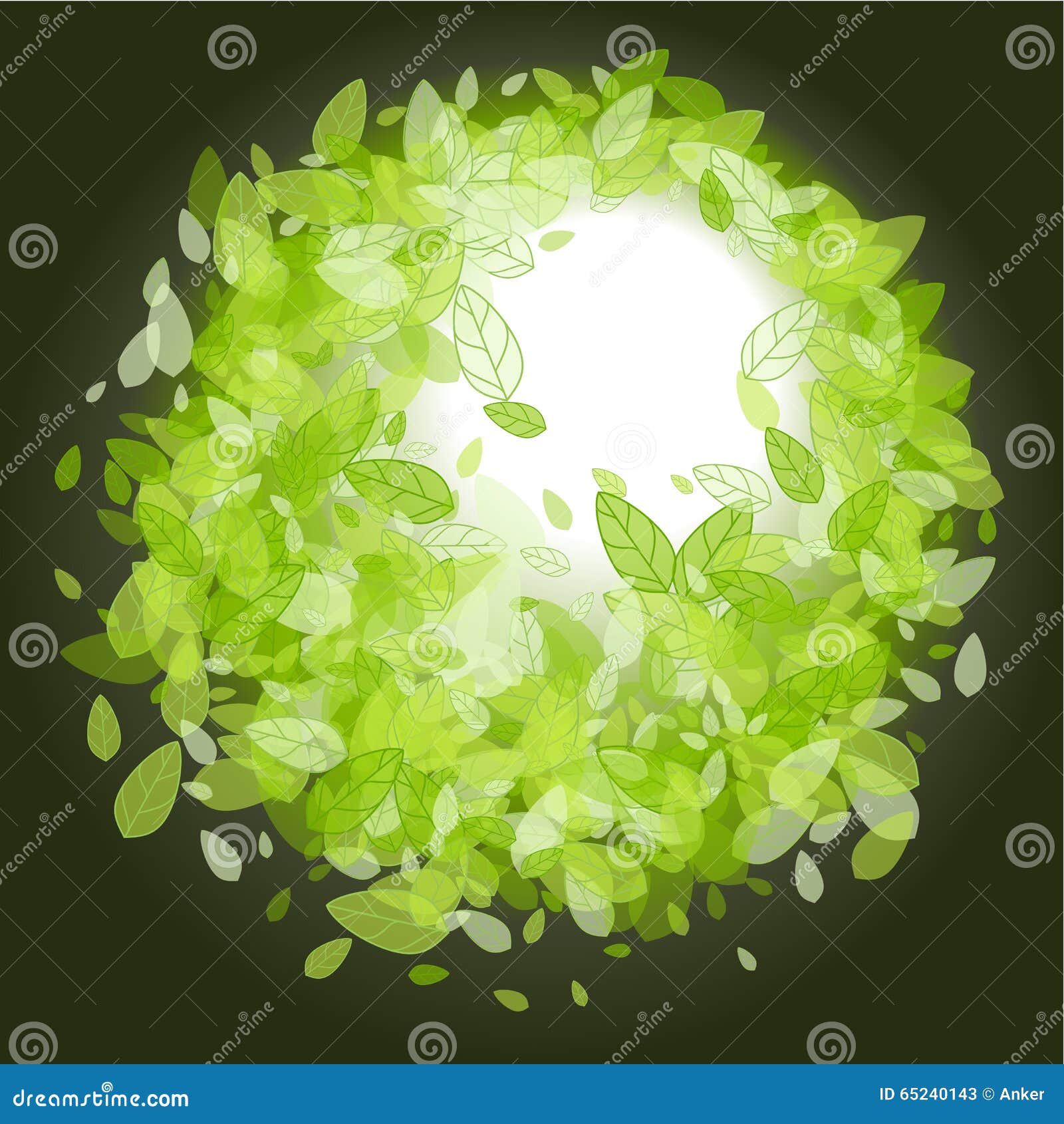 Green leaves round frame stock vector. Illustration of frame - 65240143