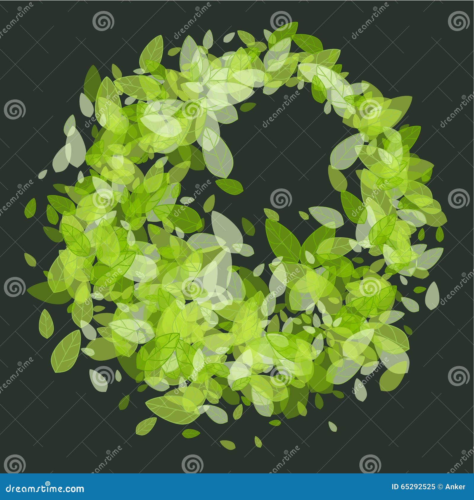 Green leaves round frame stock vector. Illustration of freshness - 65292525