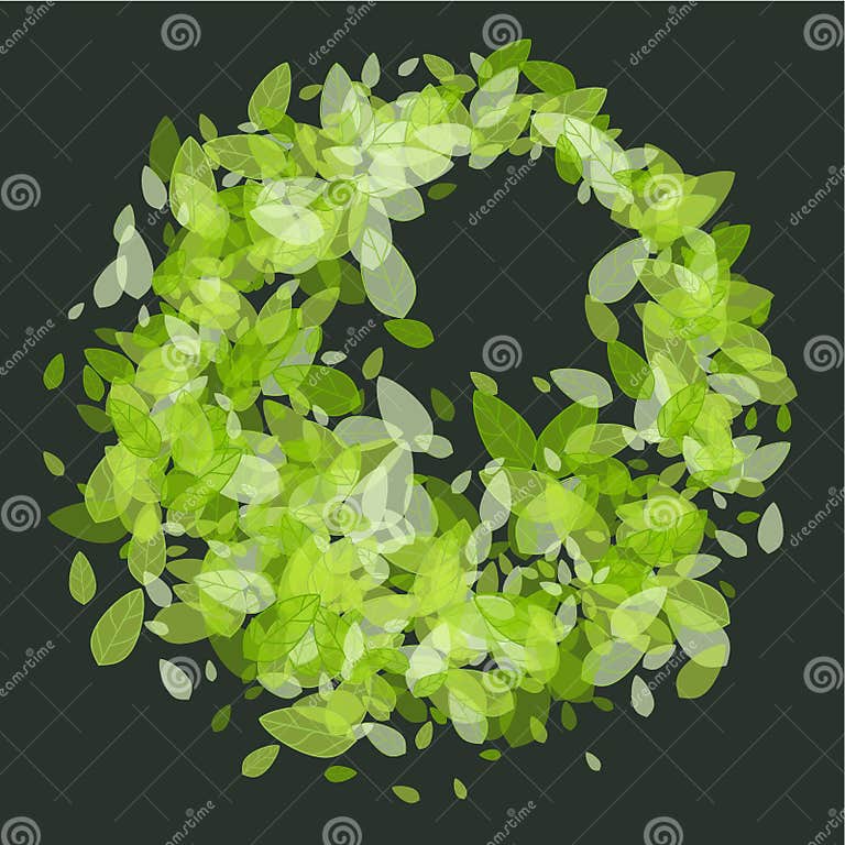 Green leaves round frame stock vector. Illustration of freshness - 65292525