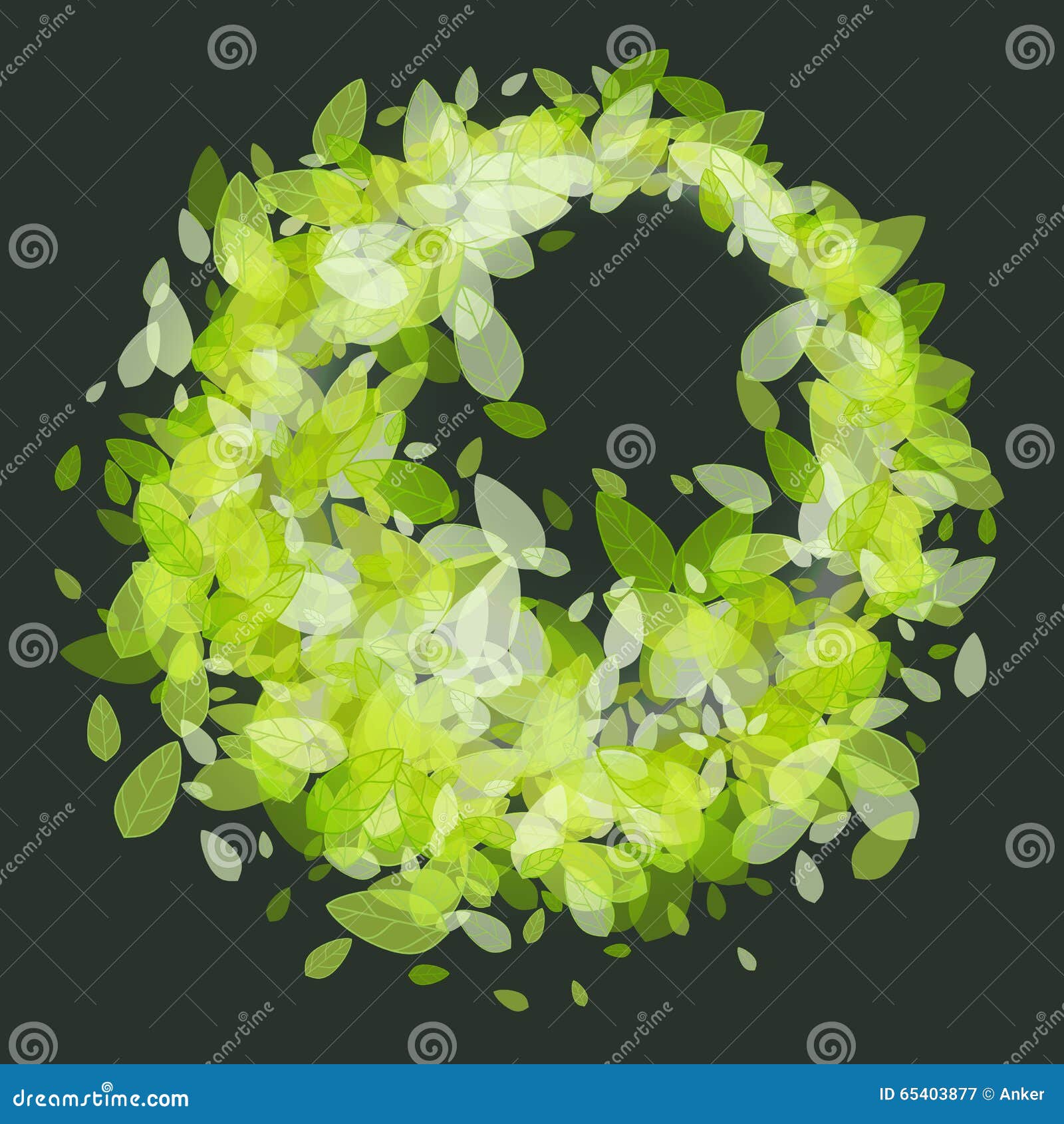 Green leaves round frame stock vector. Illustration of text - 65403877