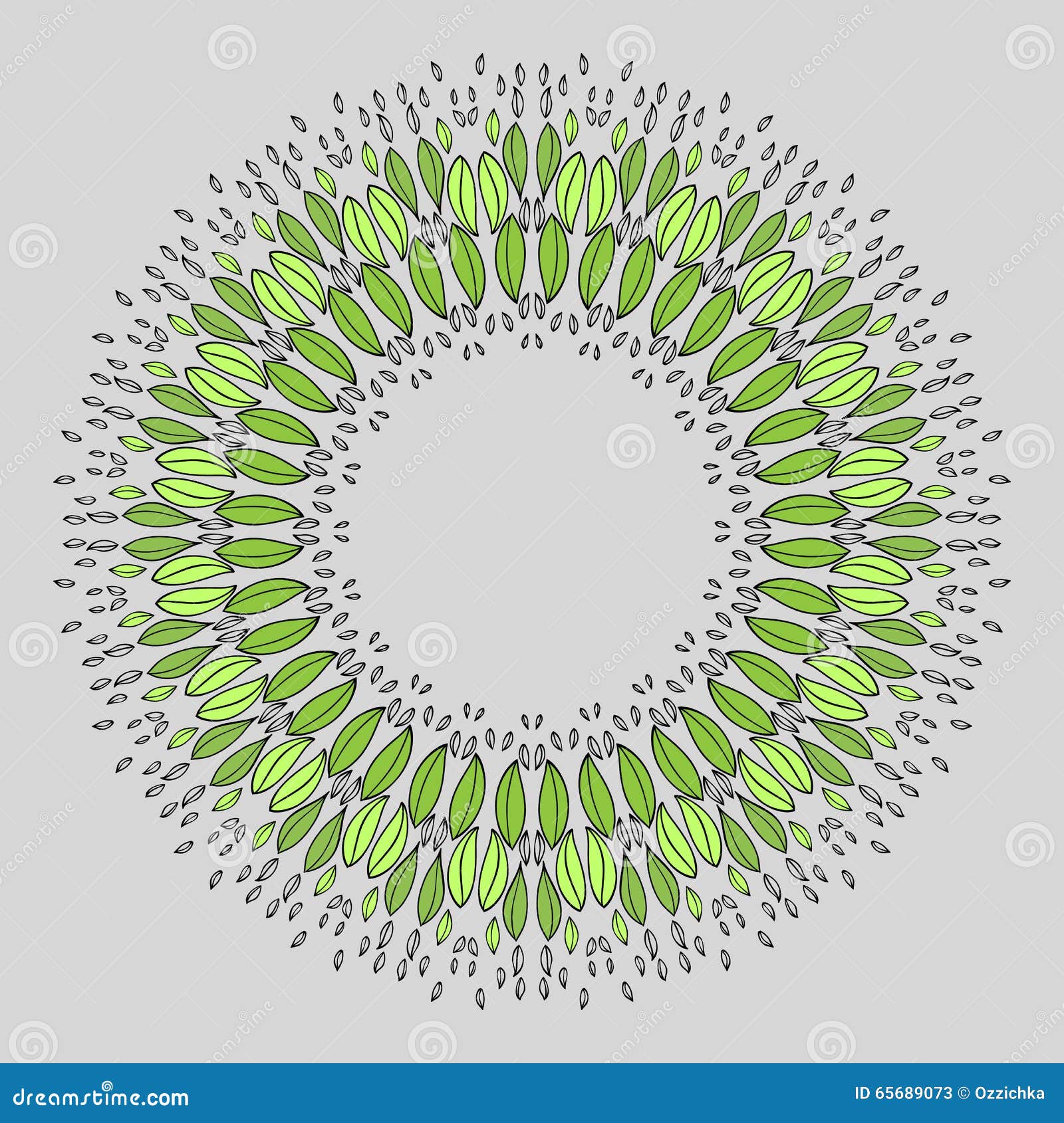 Green leaves round patten stock vector. Illustration of green - 65689073